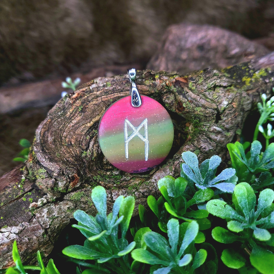 Mannaz Norse Rune Pendant Rune Charm Human Experience Self Realization ...
