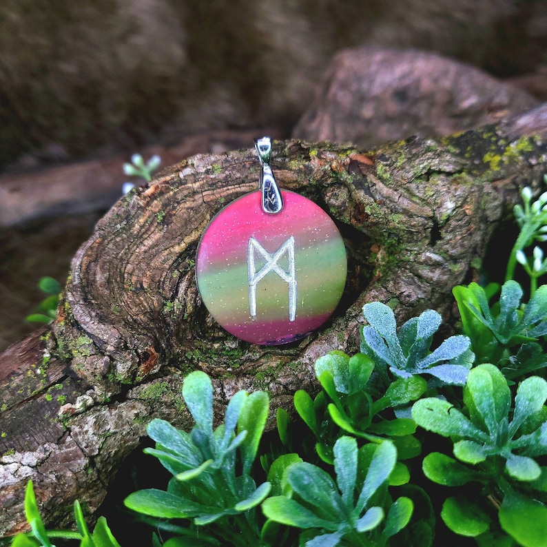 Mannaz Norse Rune Pendant Rune Charm Human Experience Self Realization ...
