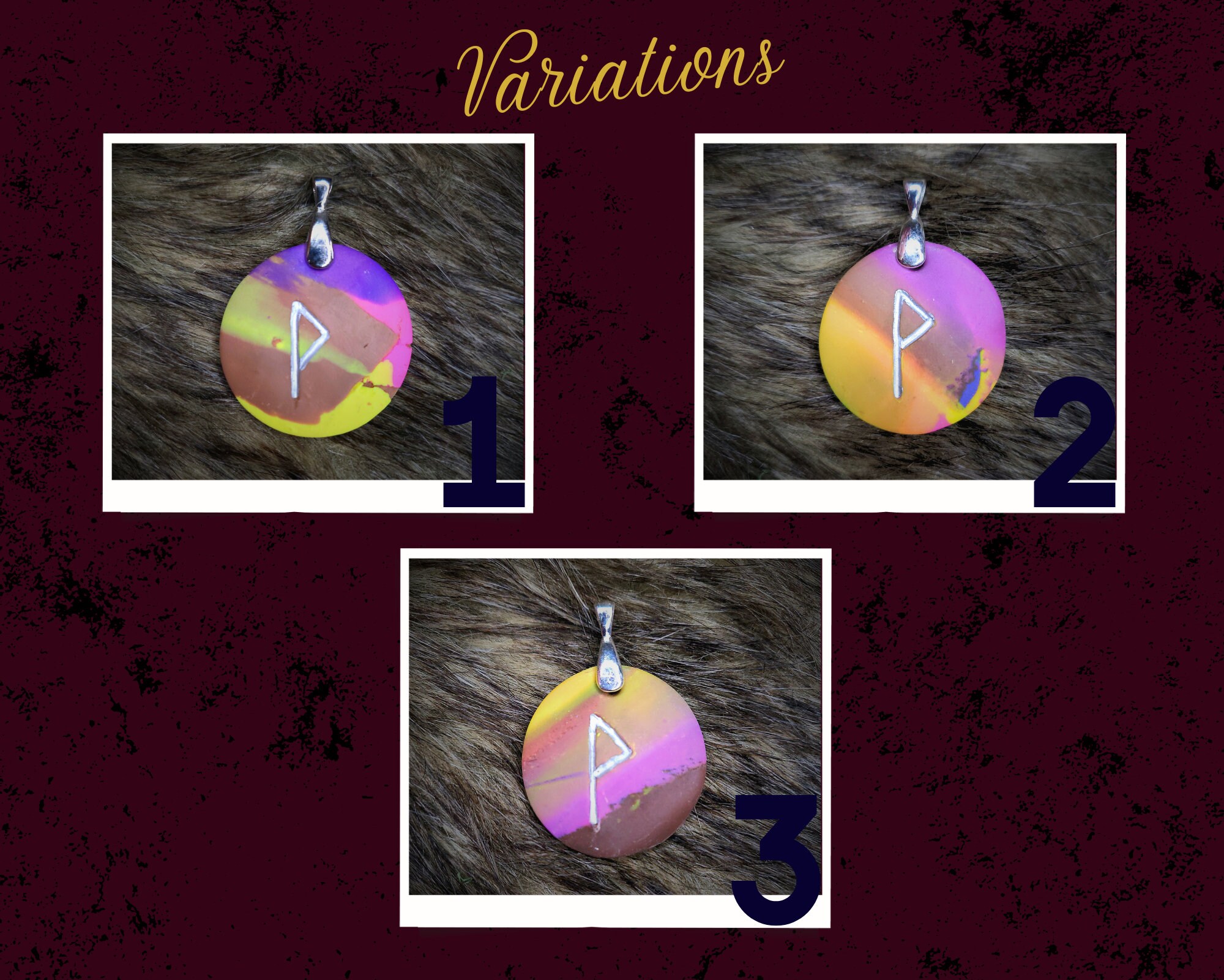 Wunjo Norse Rune Pendant Color Associations Charm Rune of Joy Success ...