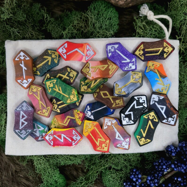 Elder Futhark Norse Rune Set | Handmade | Color Associations | Includes ...