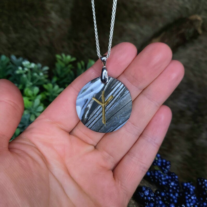 Algiz Norse Rune Pendant Rune Charm Protection, Defense Divine ...
