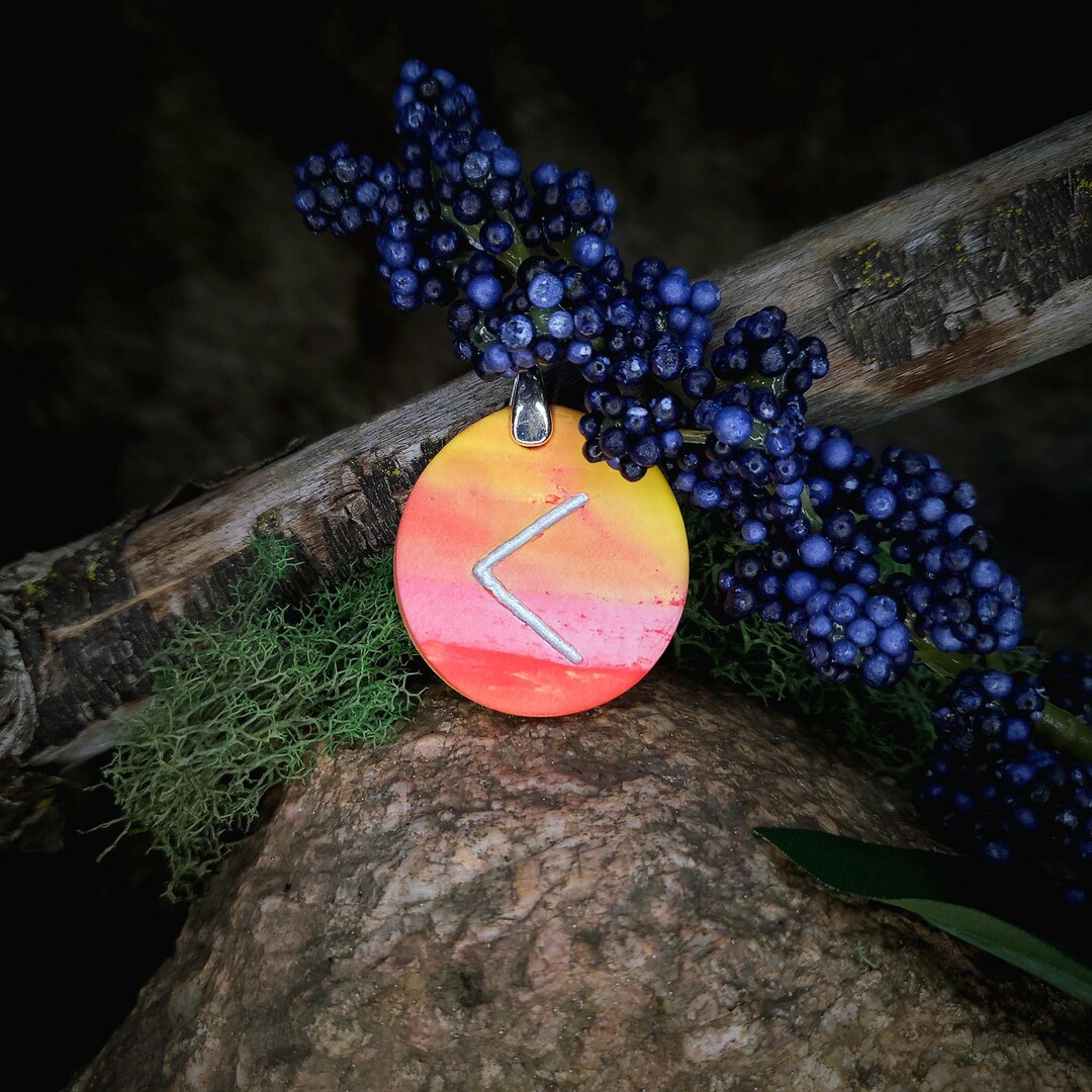 Kenaz Norse Rune Pendant | Color Associations | Rune Charm | Fire ...