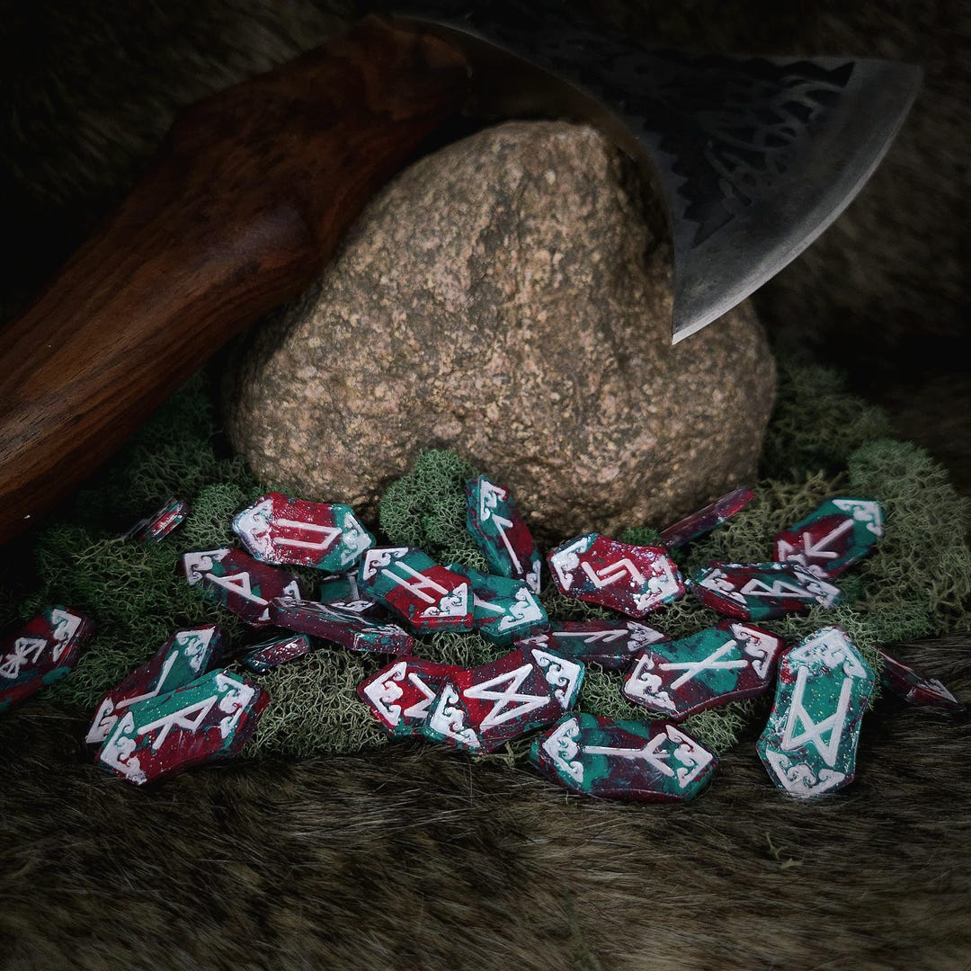 Yule Elder Futhark Norse Rune Set Extra Bindrune | Handmade | Color ...