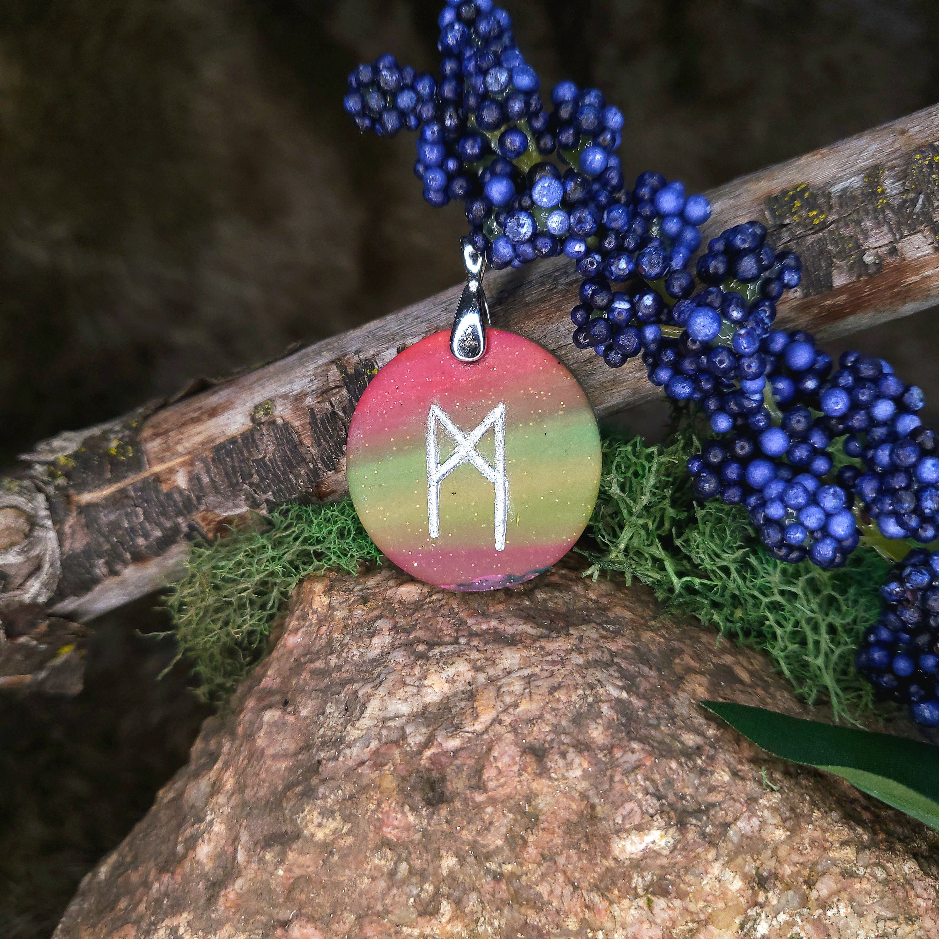 Mannaz Norse Rune Pendant Rune Charm Human Experience Self Realization ...