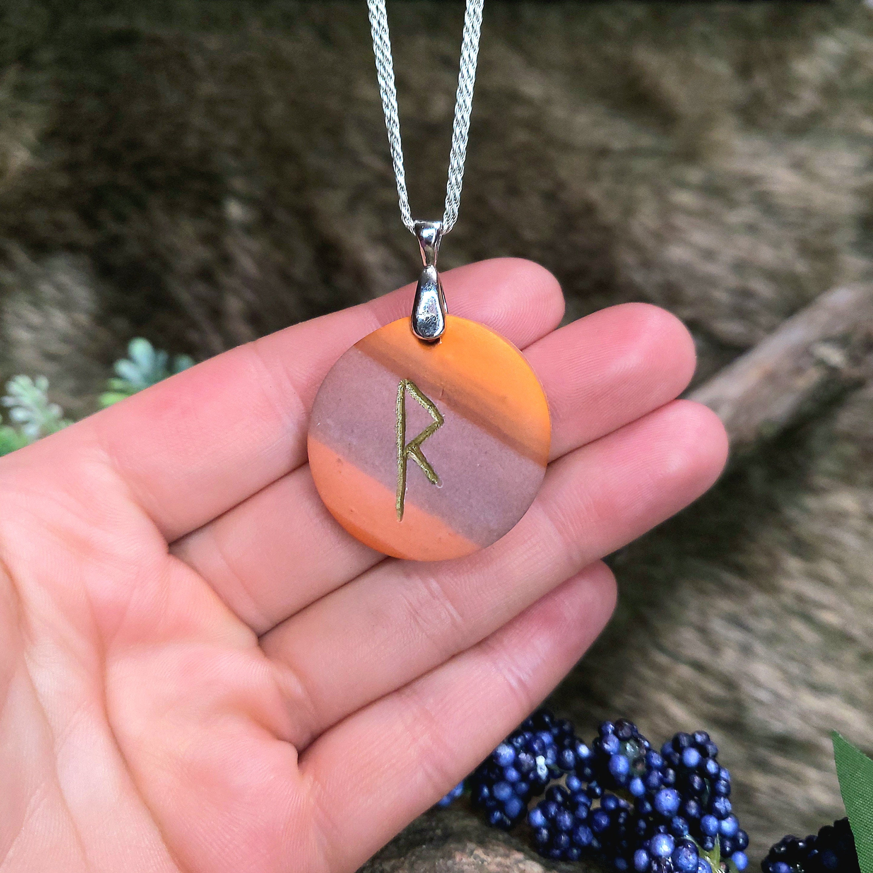 Raidho Norse Rune Pendant Color Associations Rune Charm Thor Travel ...