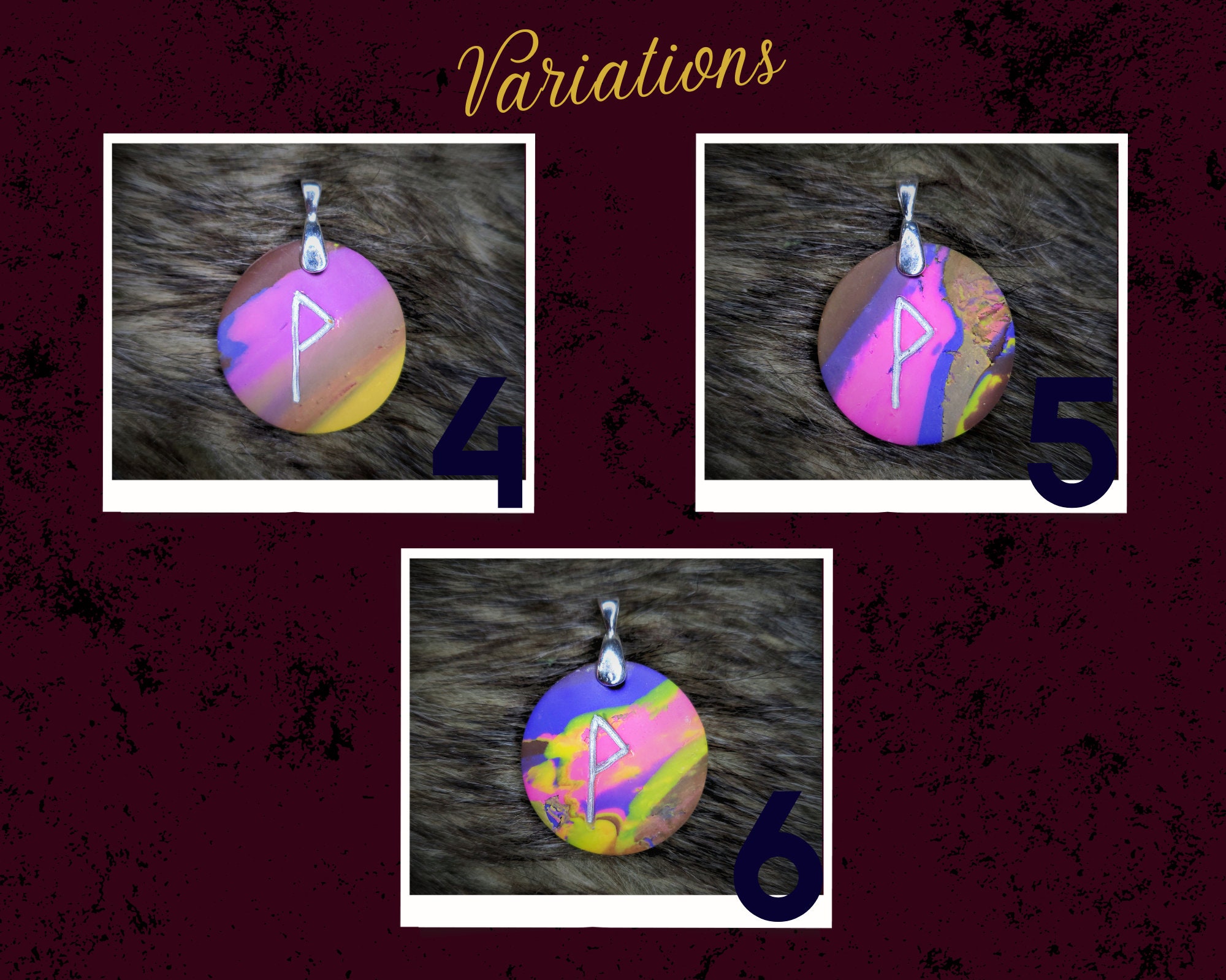 Wunjo Norse Rune Pendant Color Associations Charm Rune of Joy Success ...