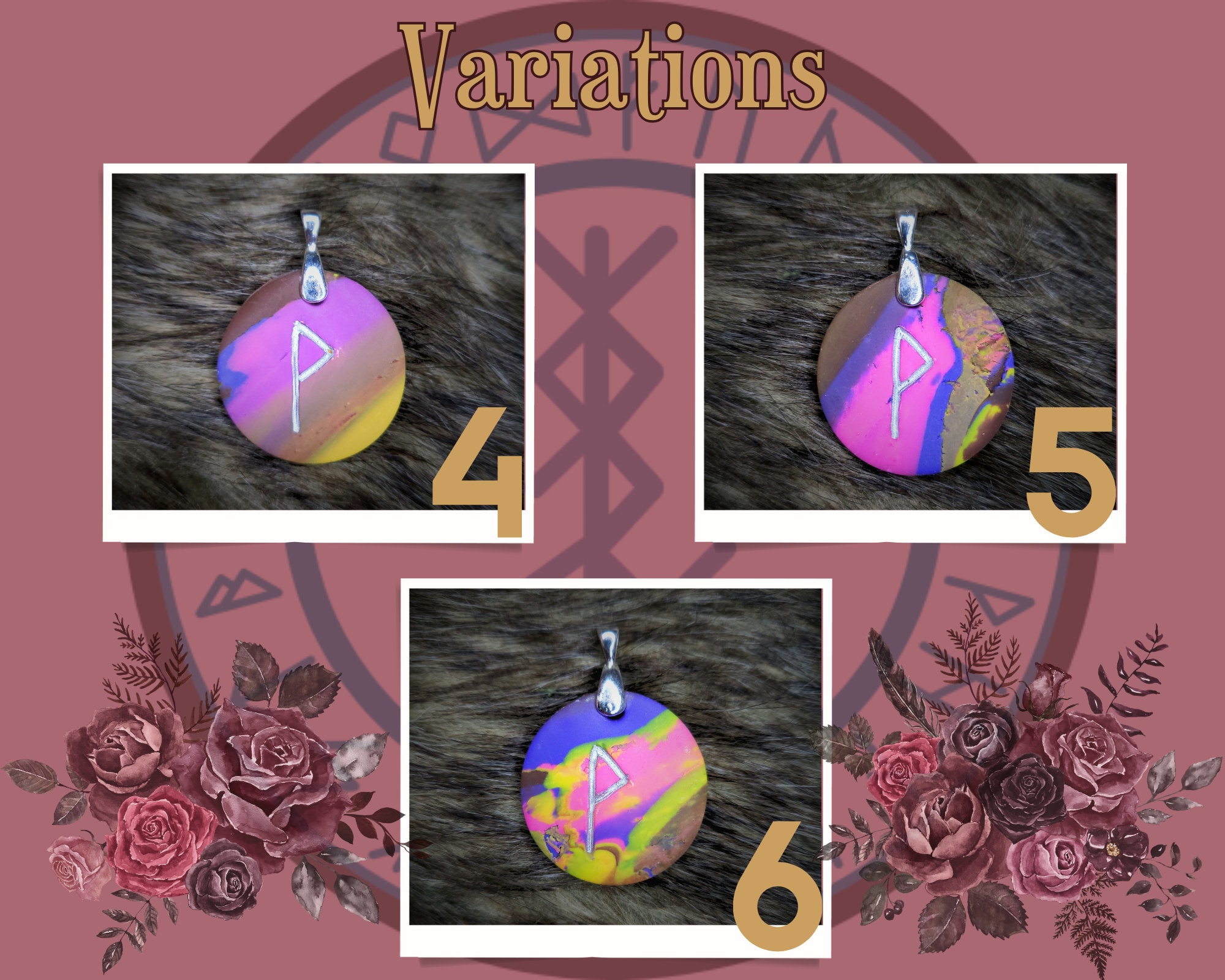 Wunjo Norse Rune Pendant Color Associations Charm Rune of Joy Success ...