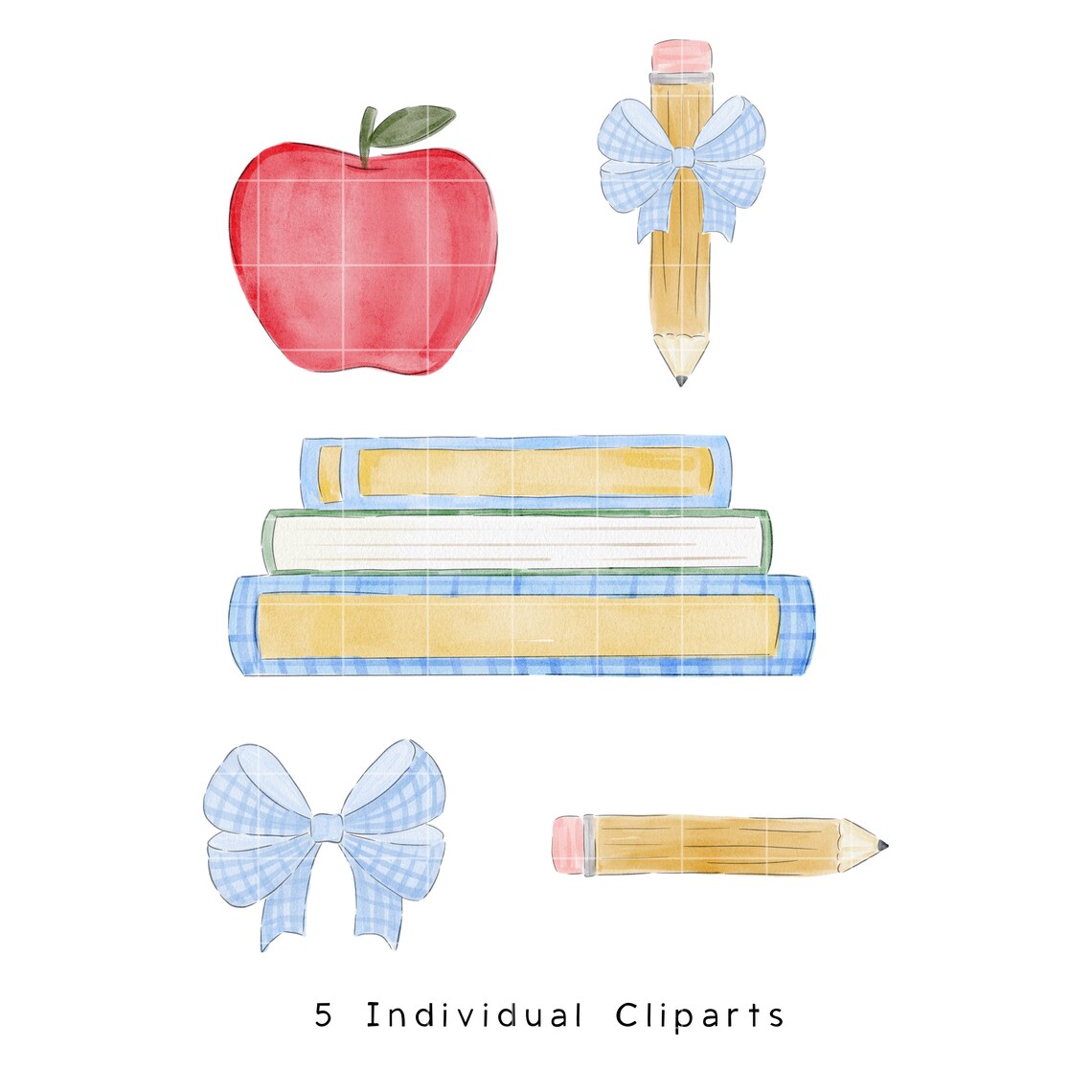 Watercolor School Clipart Bundle, Grandmillennial Back to School Clip ...