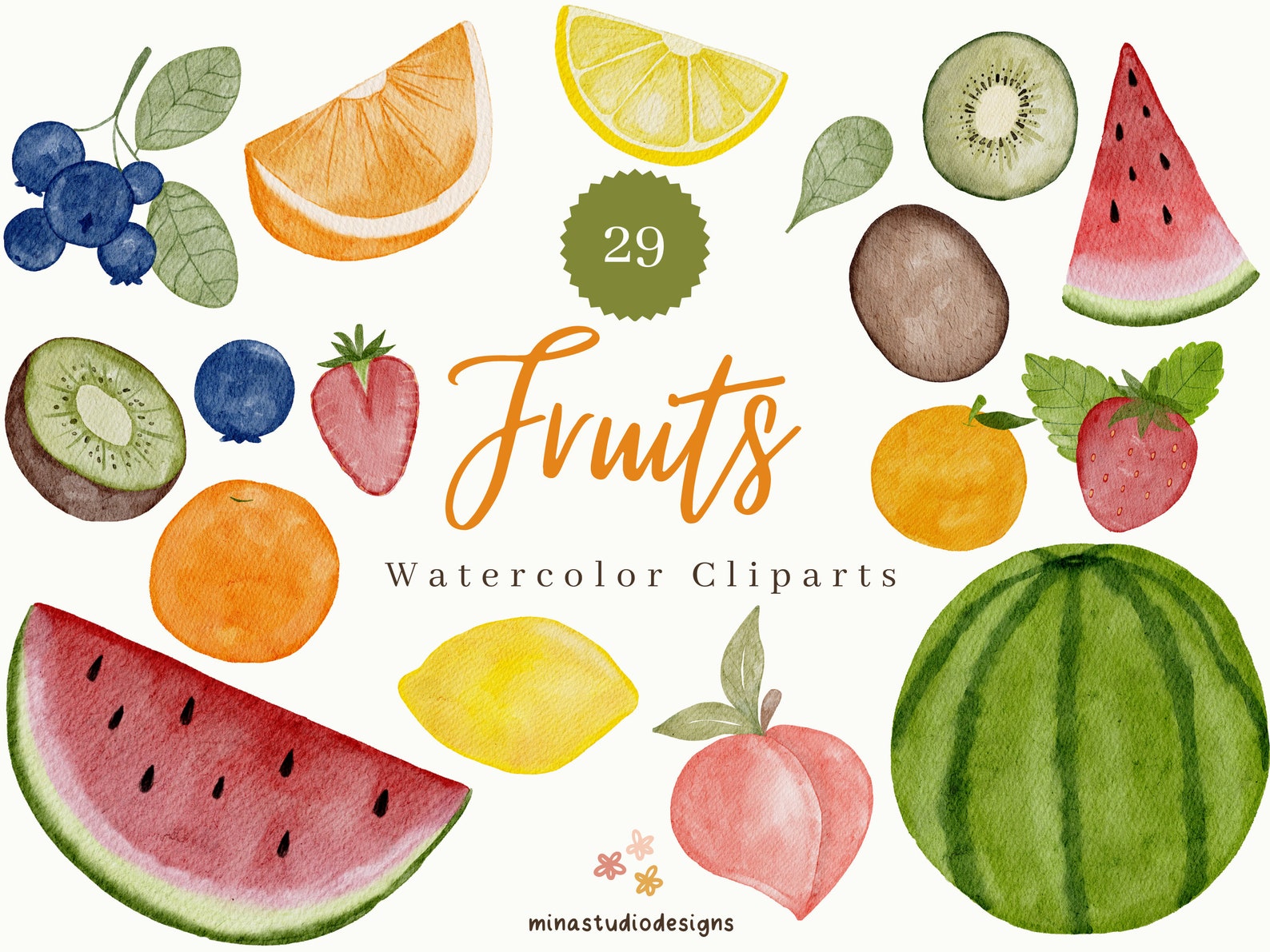 Fruit Watercolor Clipart Citrus Fruit Cliparts Fruits Illustrations ...