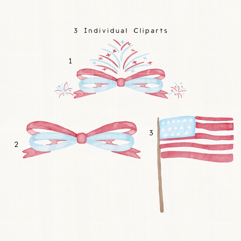 4th of July Watercolor Crest, Patriotic Watercolor Clipart ...