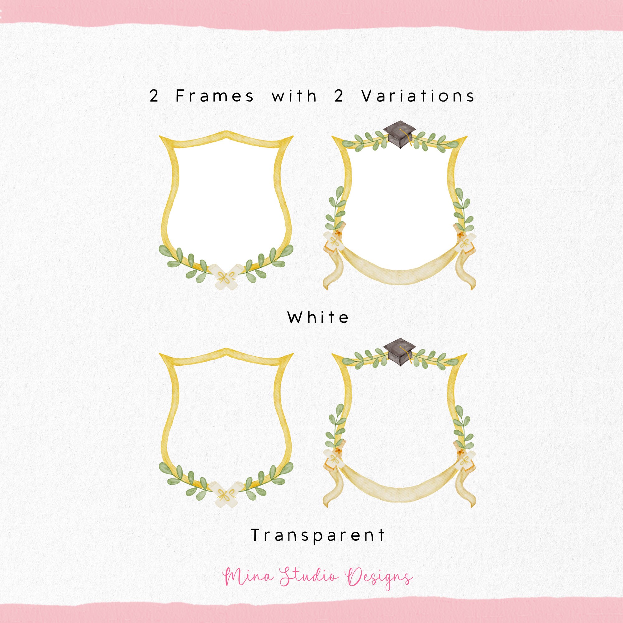 Gold Graduation Watercolor Clip Art, Graduation Hat Clipart, Gold Crest ...