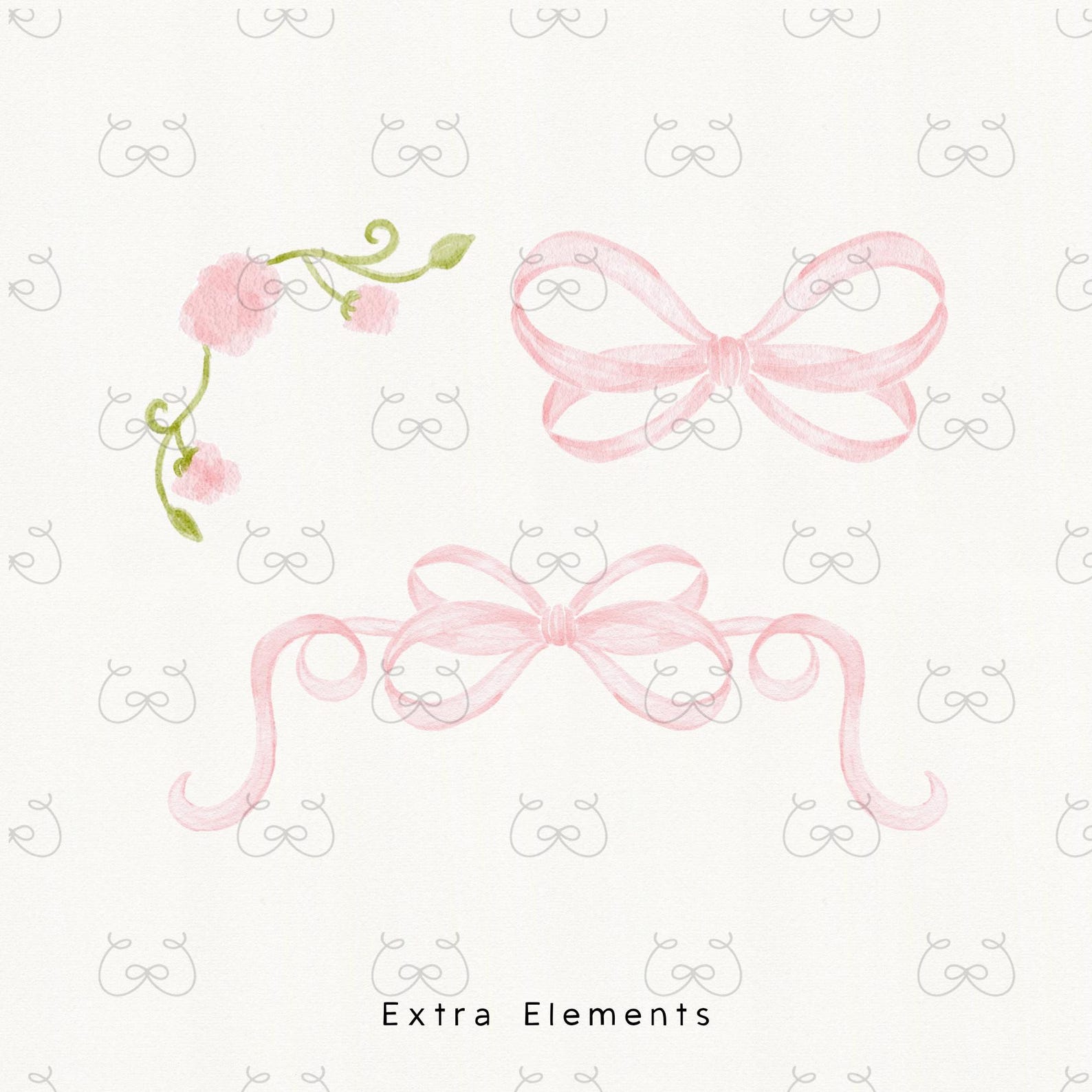Watercolor Pink Roses Frame, Pink Bow Baby Crest, Baby Girl Watercolor ...