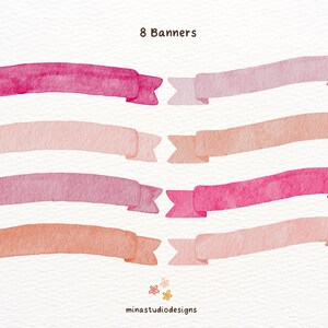 Pink Birthday Watercolor Cliparts Watercolor Bunting Banner Clipart ...