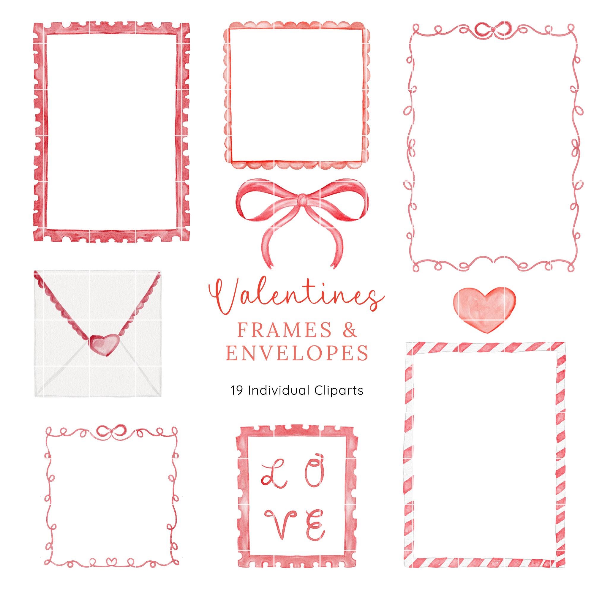 Watercolor Valentines Day Frames, Valentines Postcard Clipart ...
