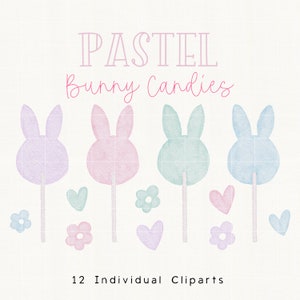 Watercolor Bunny Candies, Pastel Rabbit Lollipop Clip Art, Watercolor ...