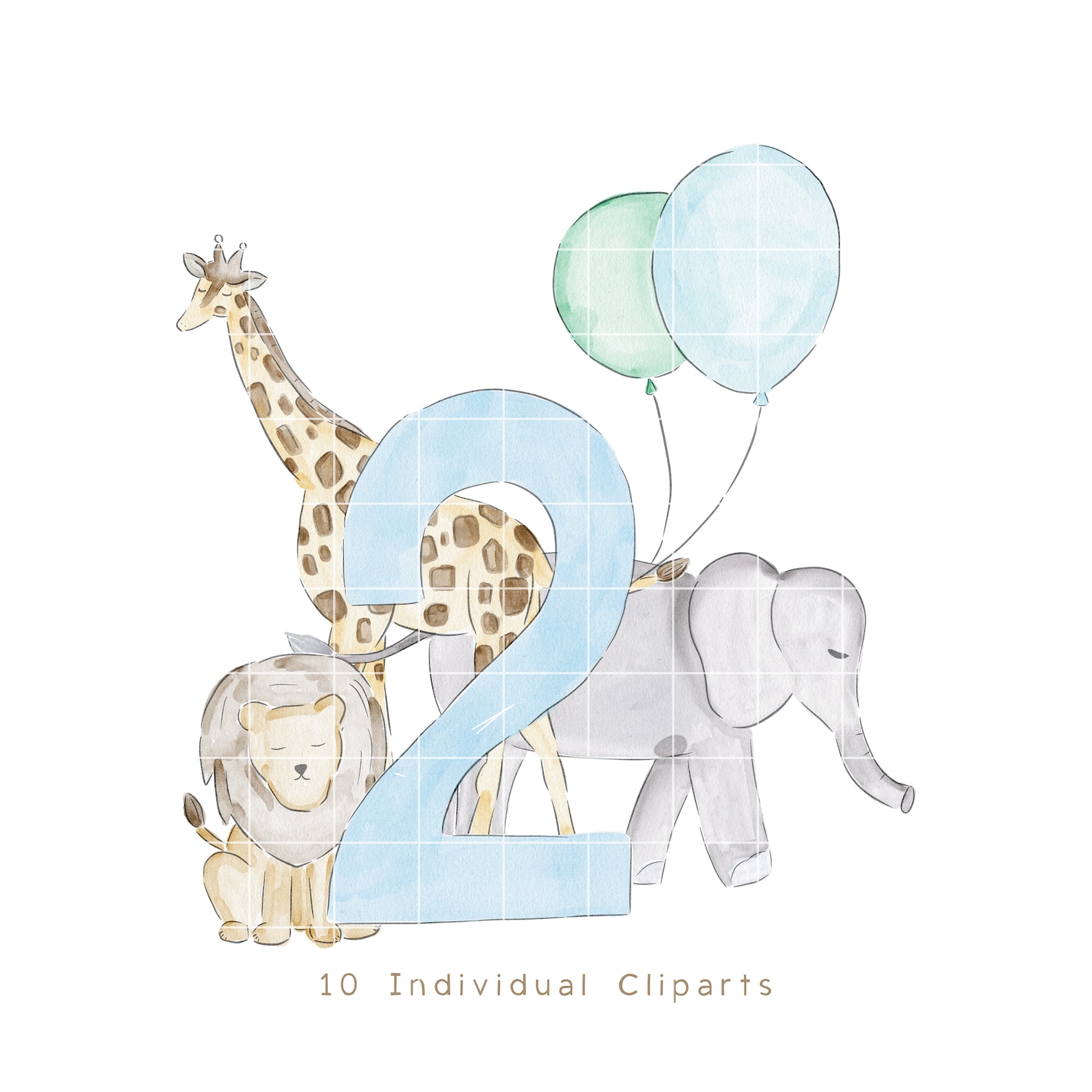 Two Wild Birthday Clipart, Jungle Watercolor Clipart Bundle, Boy ...