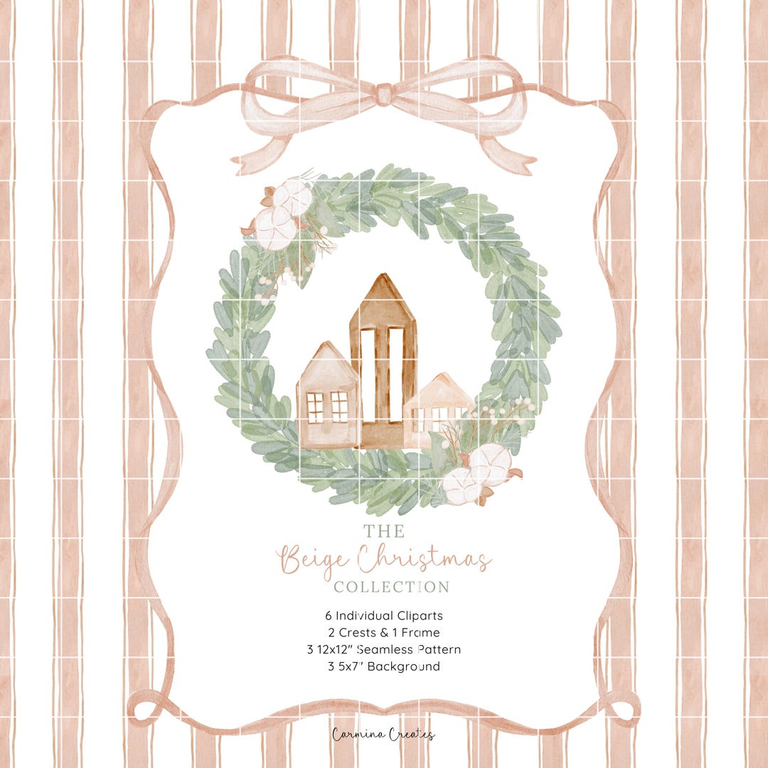 Watercolor Neutral Watercolor Clipart, Beige Christmas Watercolor ...