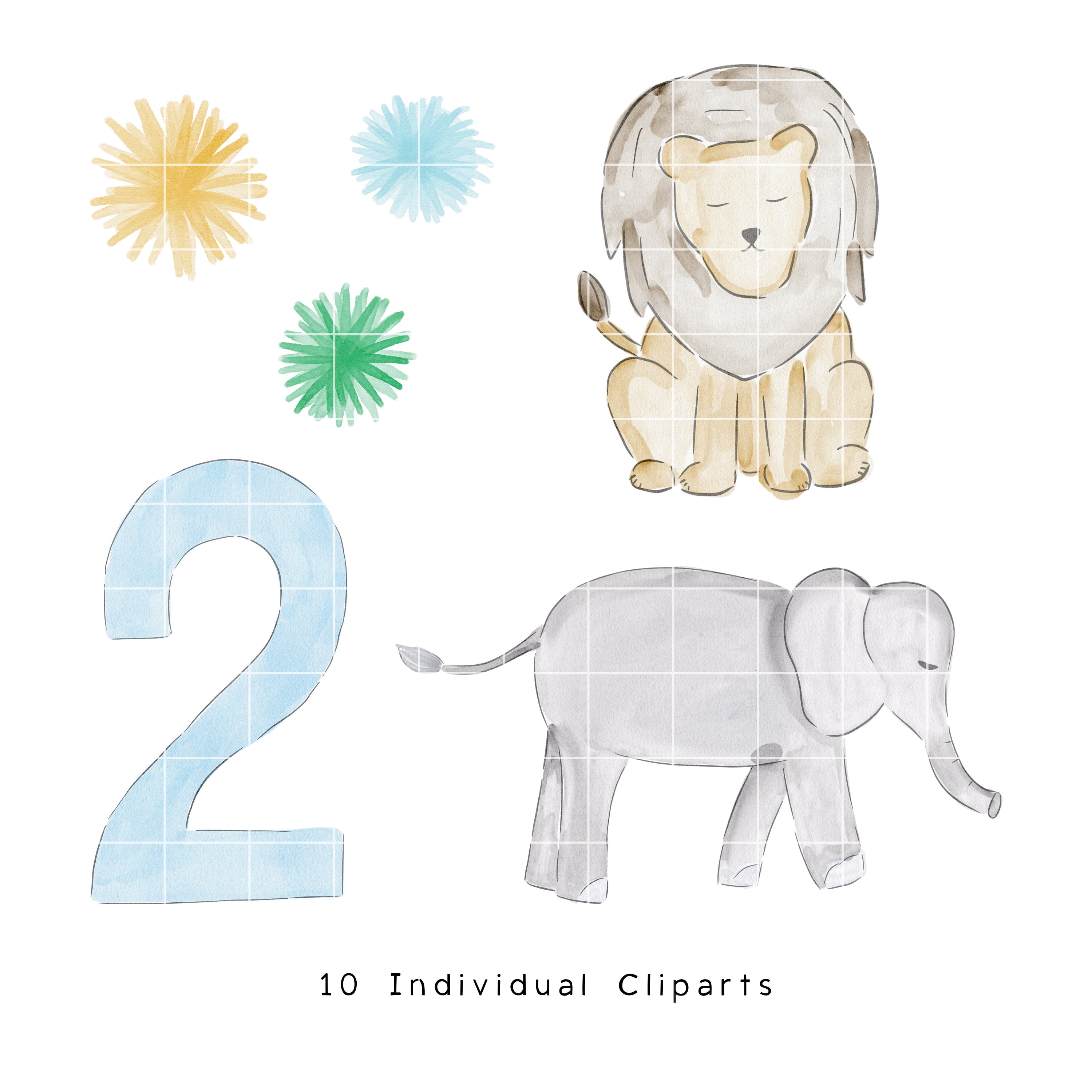 Two Wild Birthday Clipart, Jungle Watercolor Clipart Bundle, Boy ...