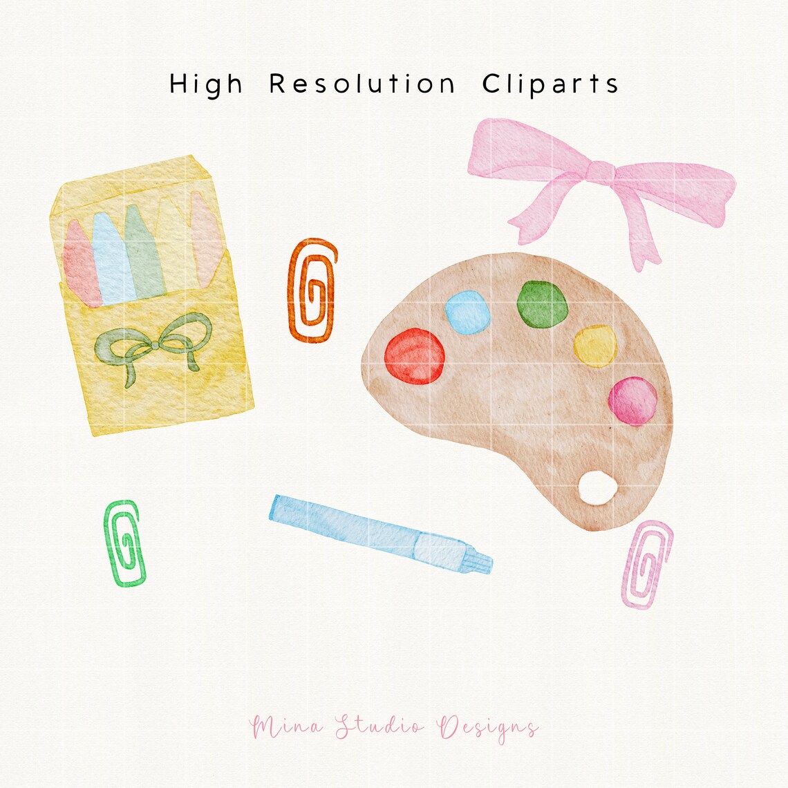 Back to School Watercolor Clipart Bundle, School Essentials Clip Art ...