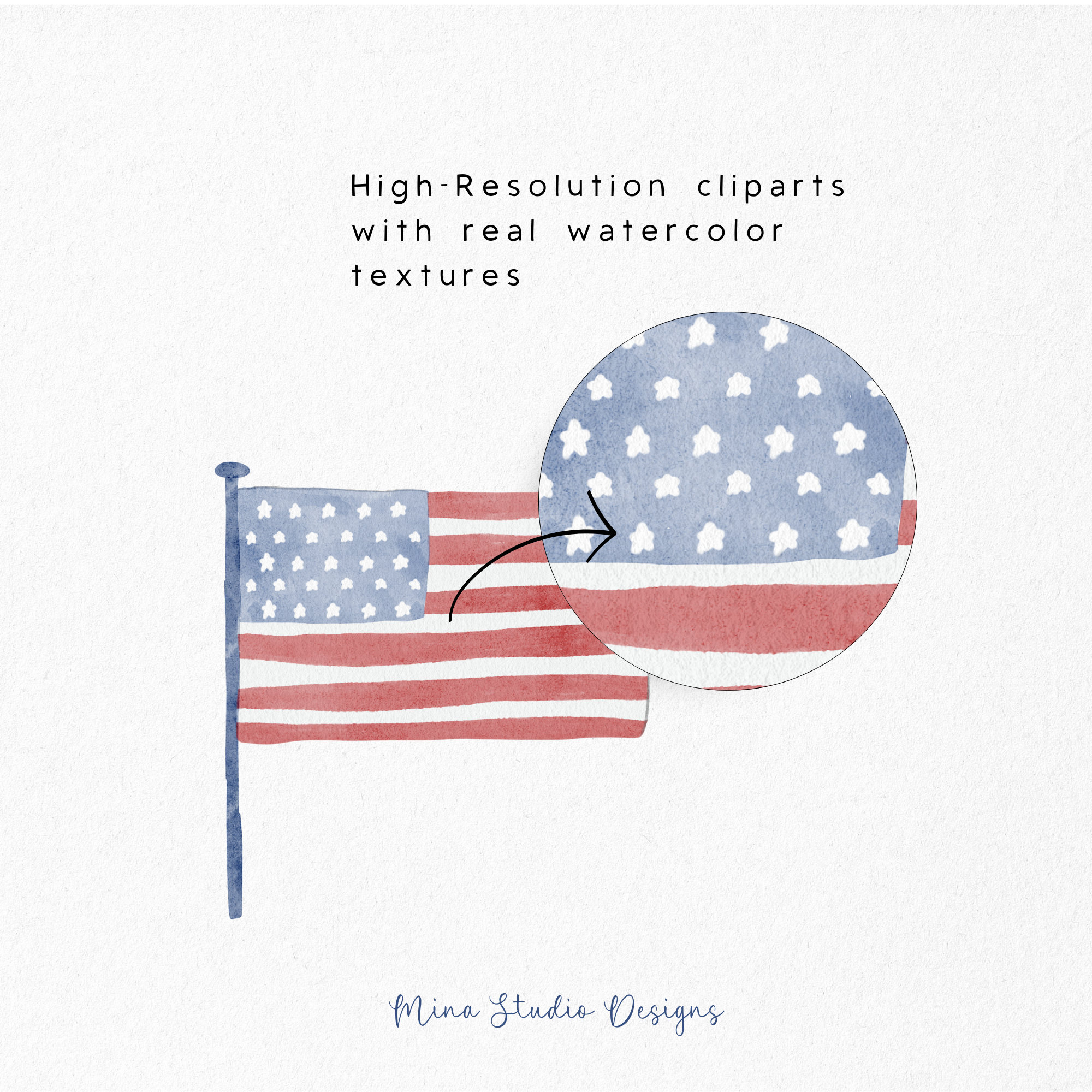 4th of July Watercolor Clipart Bundle, Fourth of July Clip Art Set, USA ...