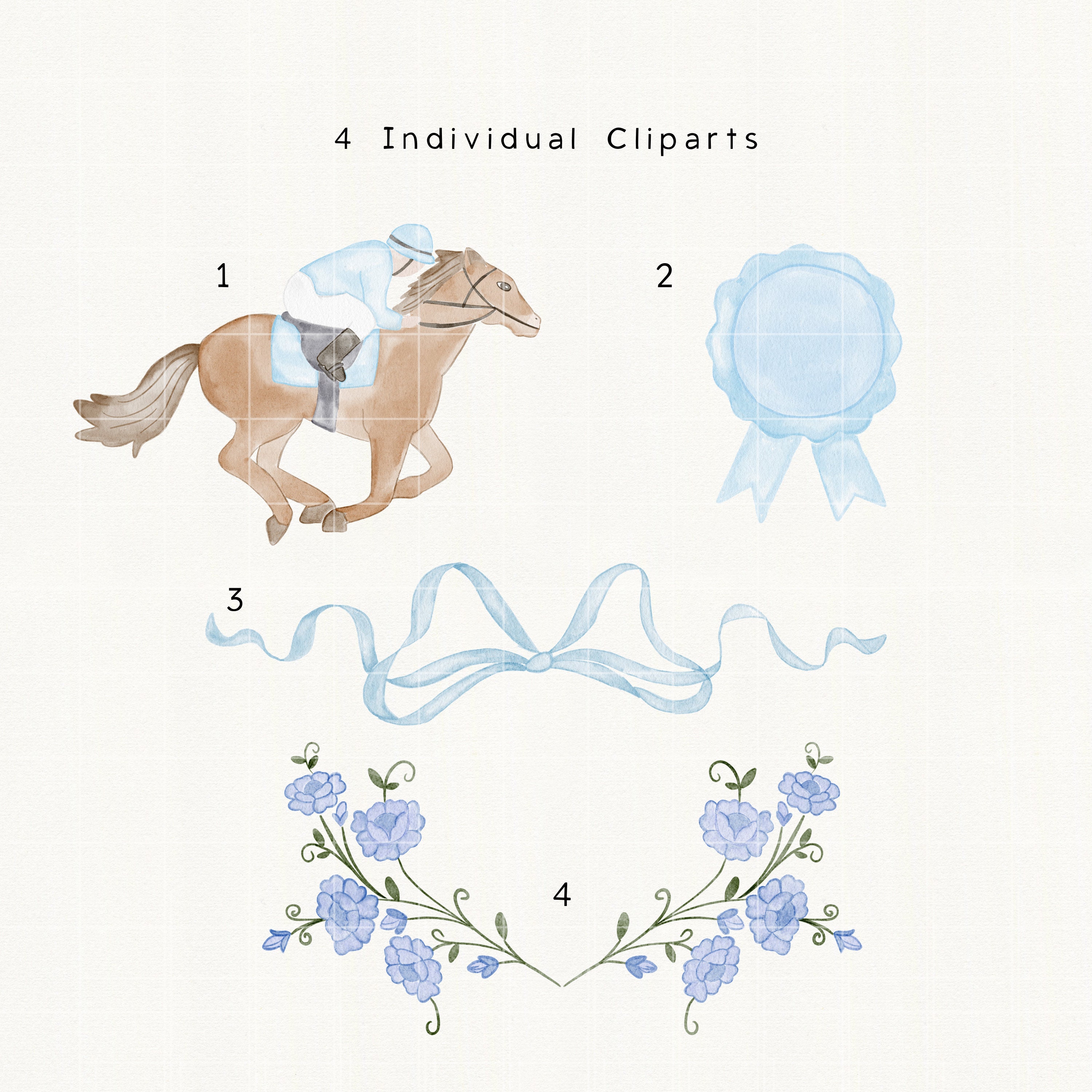 Derby Racing Watercolor Clipart, Derby Watercolor Crest, Blue Ribbon ...