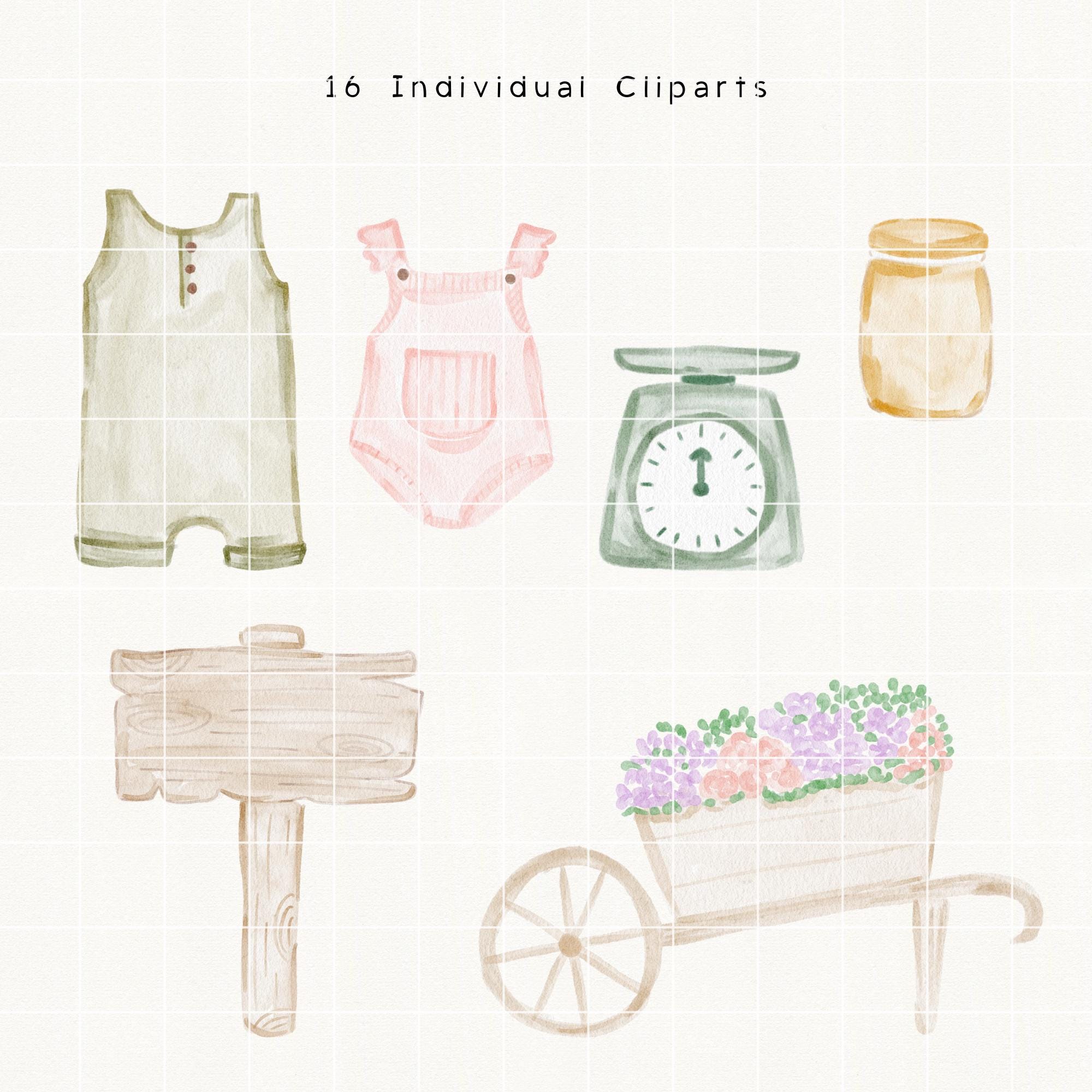 Farmers Market Baby Shower Watercolor Illustration Pack, Locally Grown ...