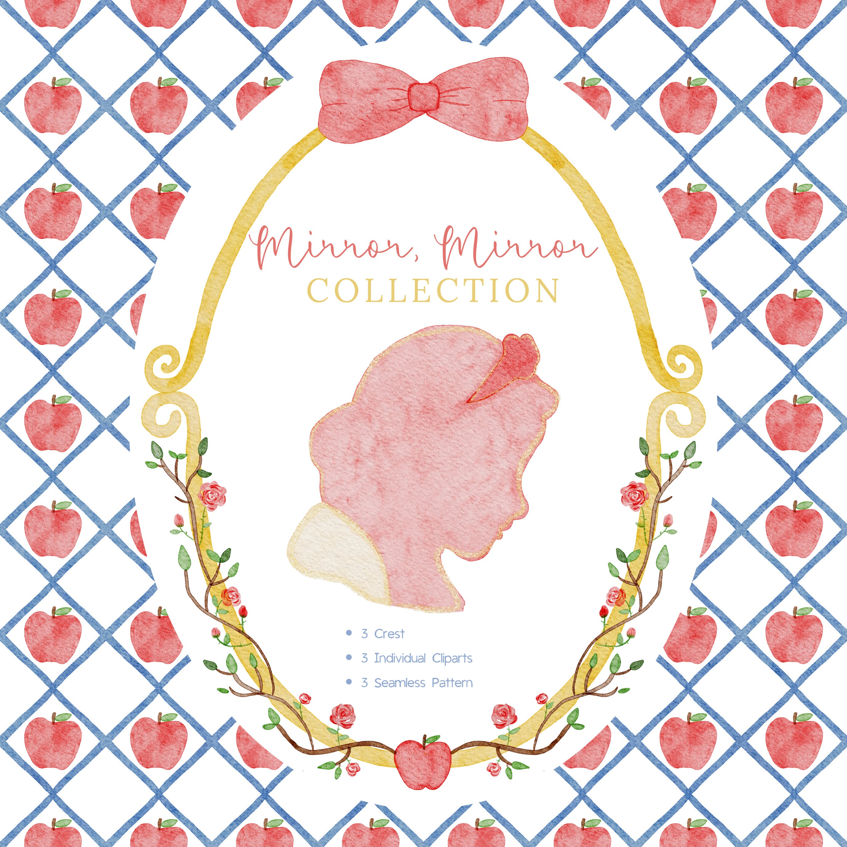 Princess Collection Bundle, Watercolor Crest Clipart, Princess Aurora ...