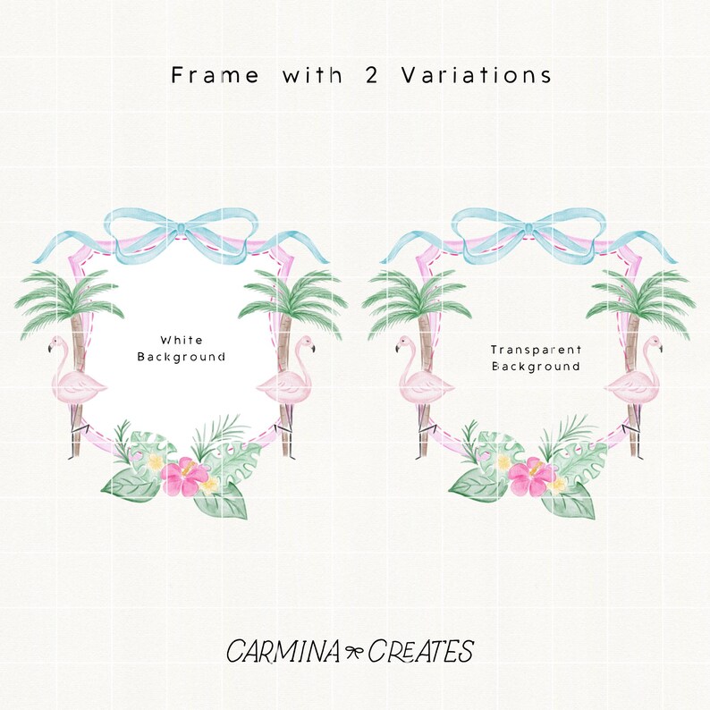 Flamingo Watercolor Crest, Summer Pink Crest, Summer Flowers Clipart ...