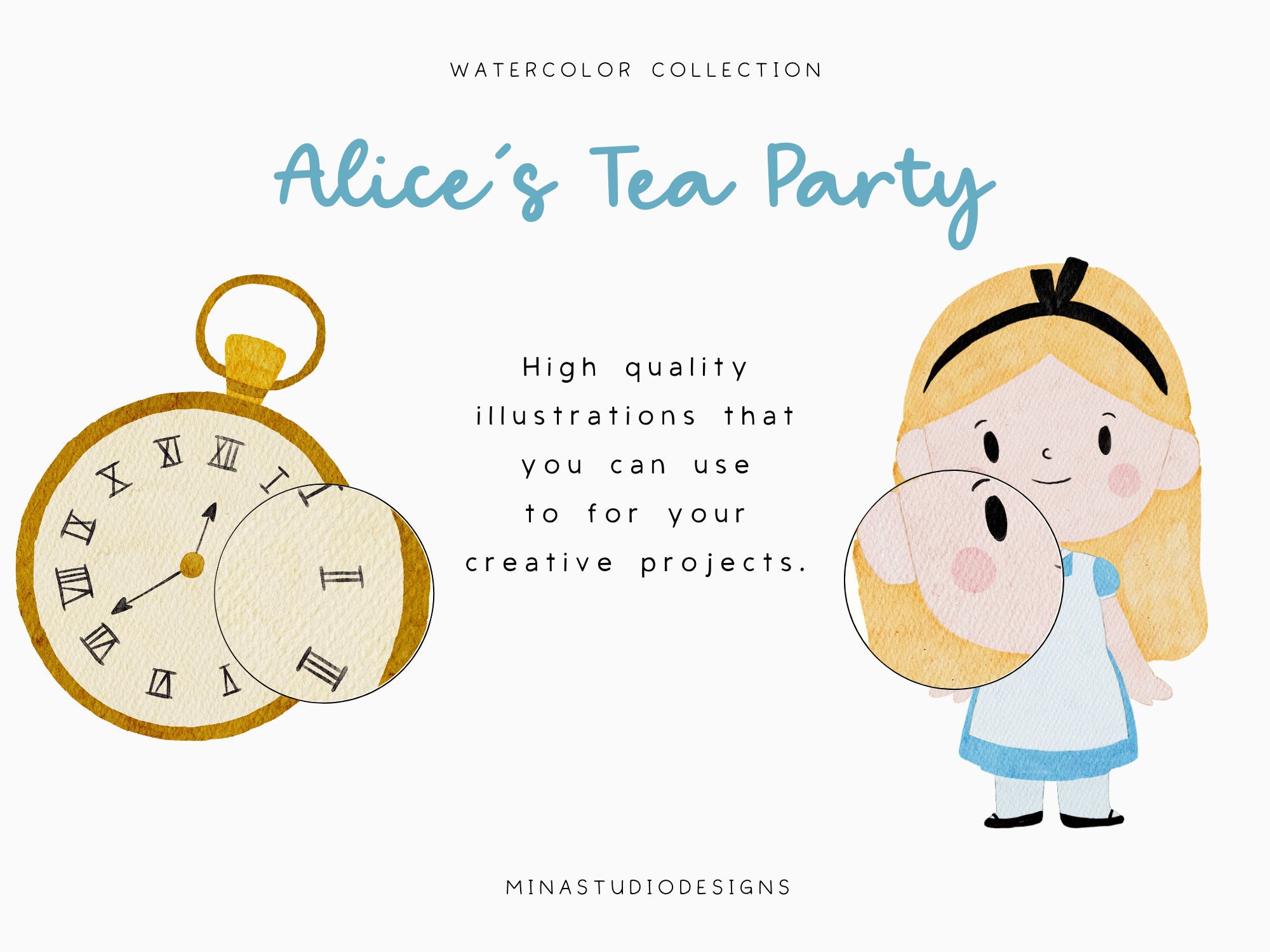 Alice in Wonderland Watercolor Clipart | Tea Party Clipart | Fairytale ...