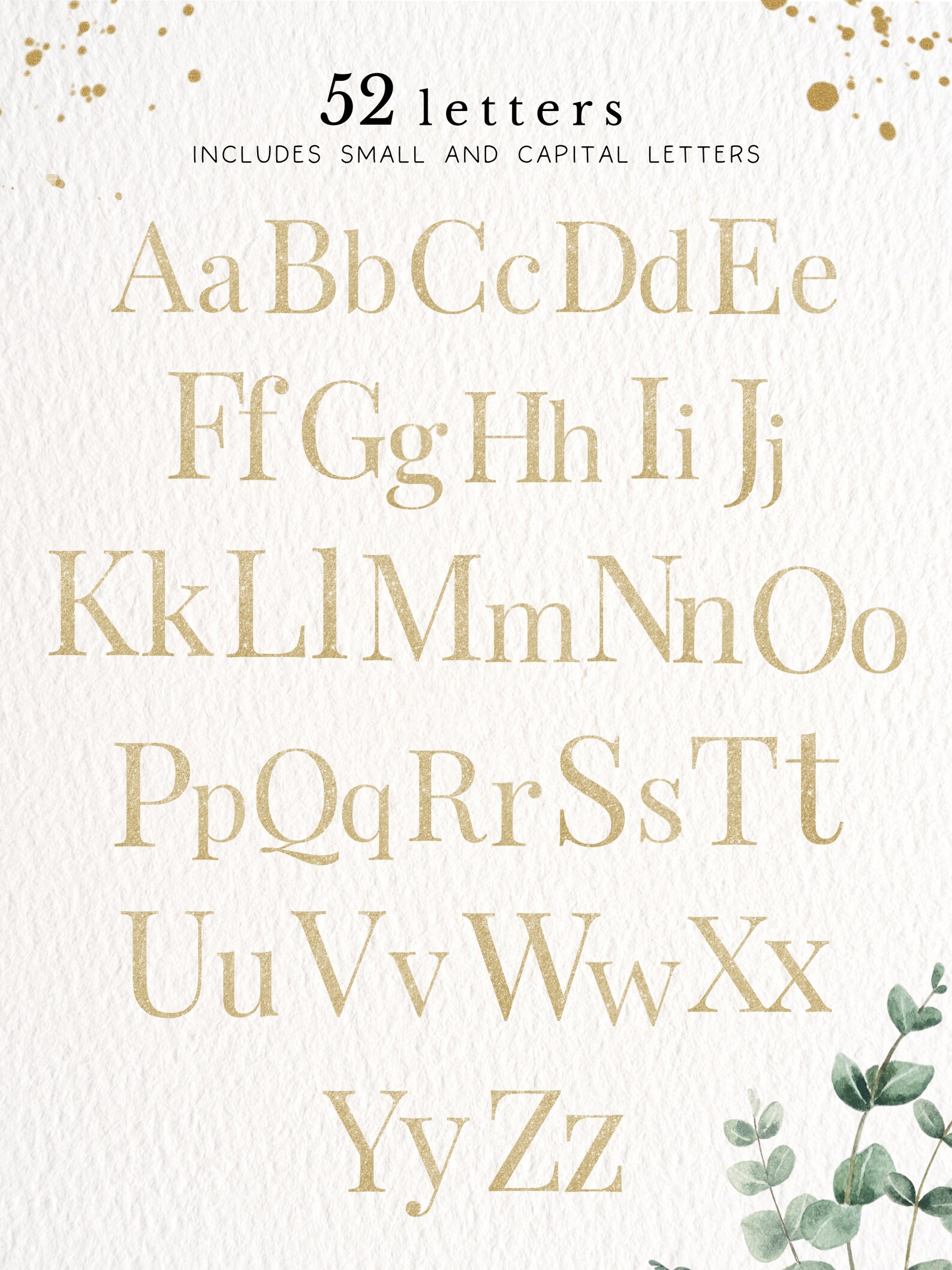 Gold Alphabet Clipart, Gold Glitter Letters PNG, Gold Numbers Cliparts ...