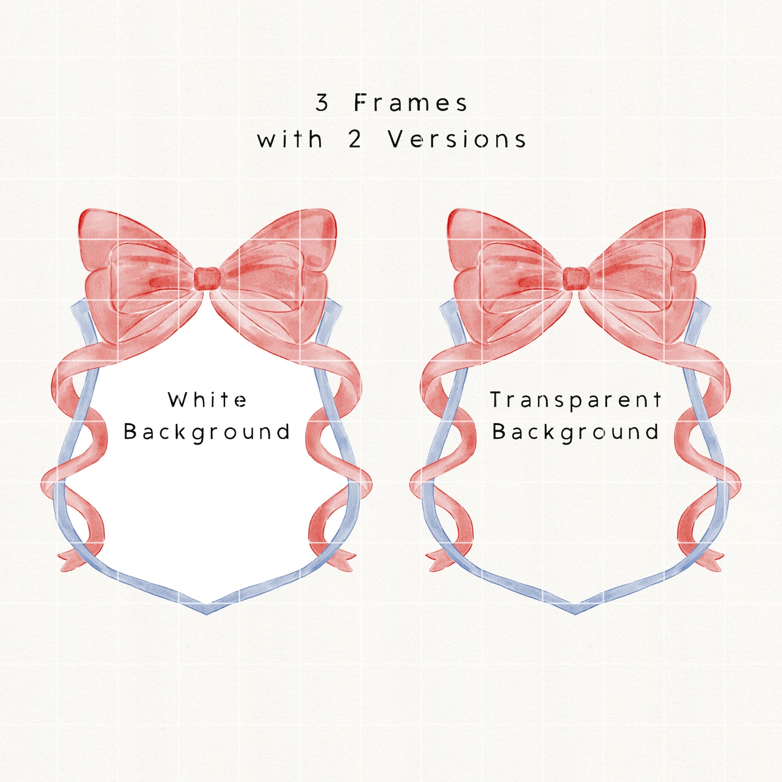 Big Red Bow Crest, Watercolor Blue Crest, Watercolor Ribbon PNG ...