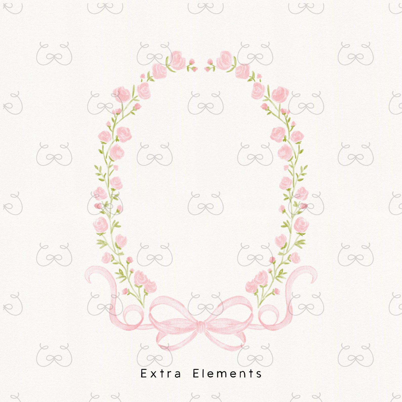 Watercolor Pink Roses Frame, Pink Bow Baby Crest, Baby Girl Watercolor ...