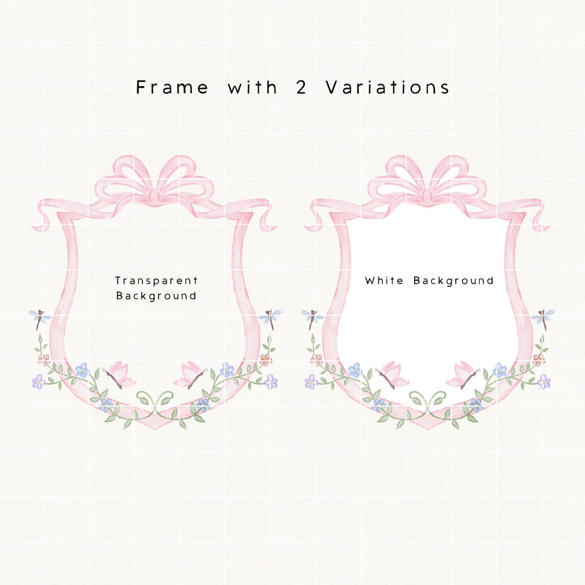 Pink Bow Watercolor Crest, Spring Baby Shower Crest, Watercolor ...