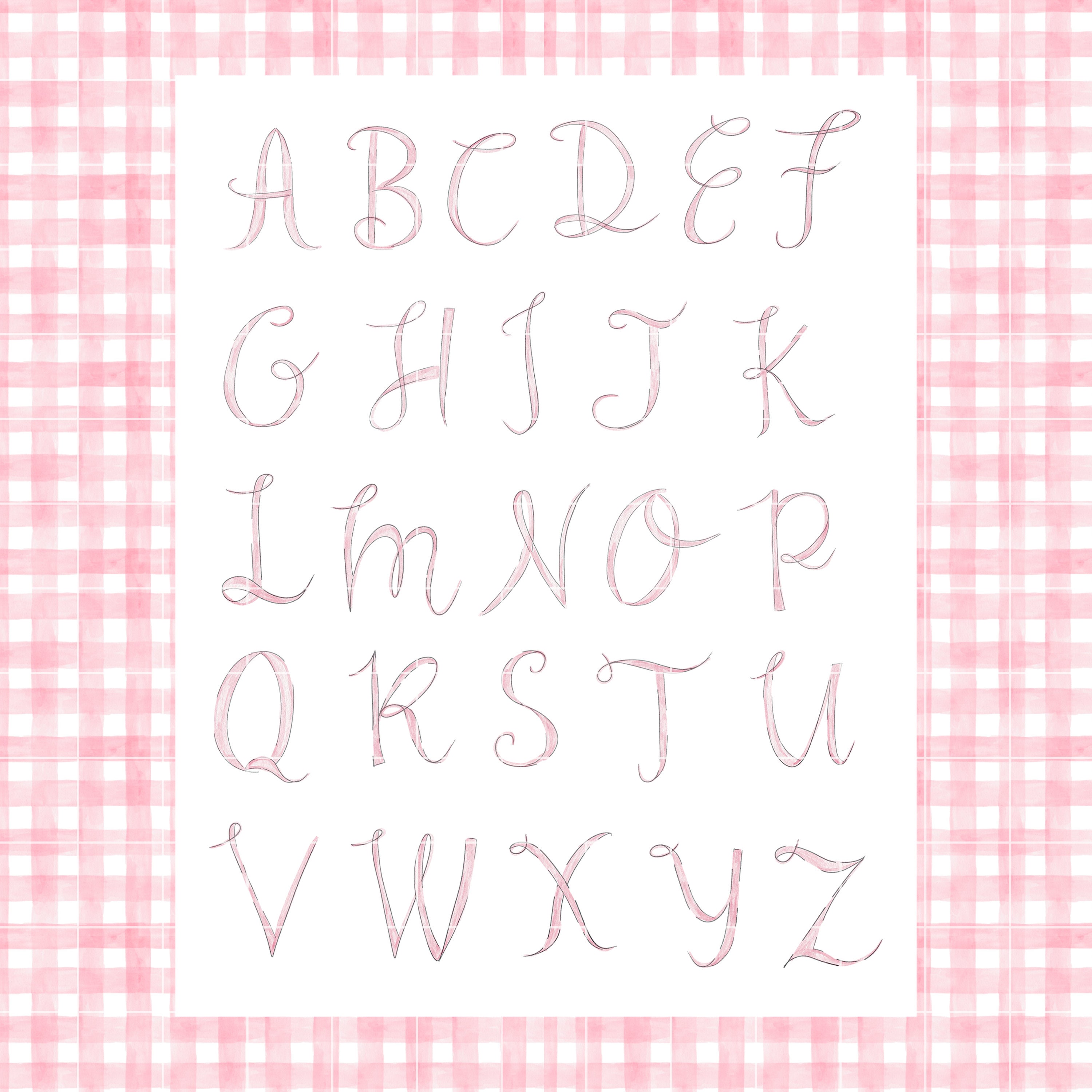 Pink Watercolor Letters PNG, Baby Pink Alphabet Clipart, Pink Gingham ...