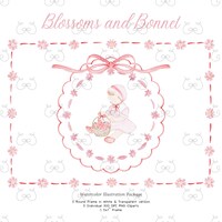 Watercolor Baby Girl Bonnet Profiles Digital Clip Art Set- Instant ...