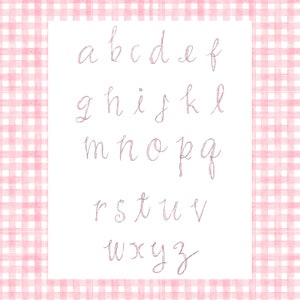 Pink Watercolor Letters PNG, Baby Pink Alphabet Clipart, Pink Gingham ...
