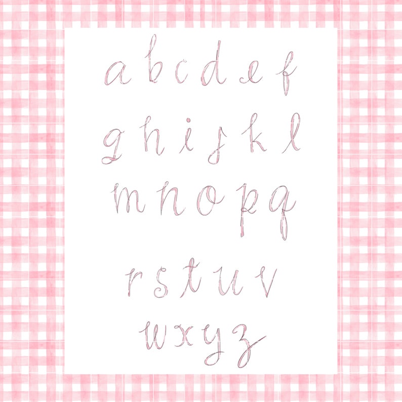 Pink Watercolor Letters PNG, Baby Pink Alphabet Clipart, Pink Gingham ...