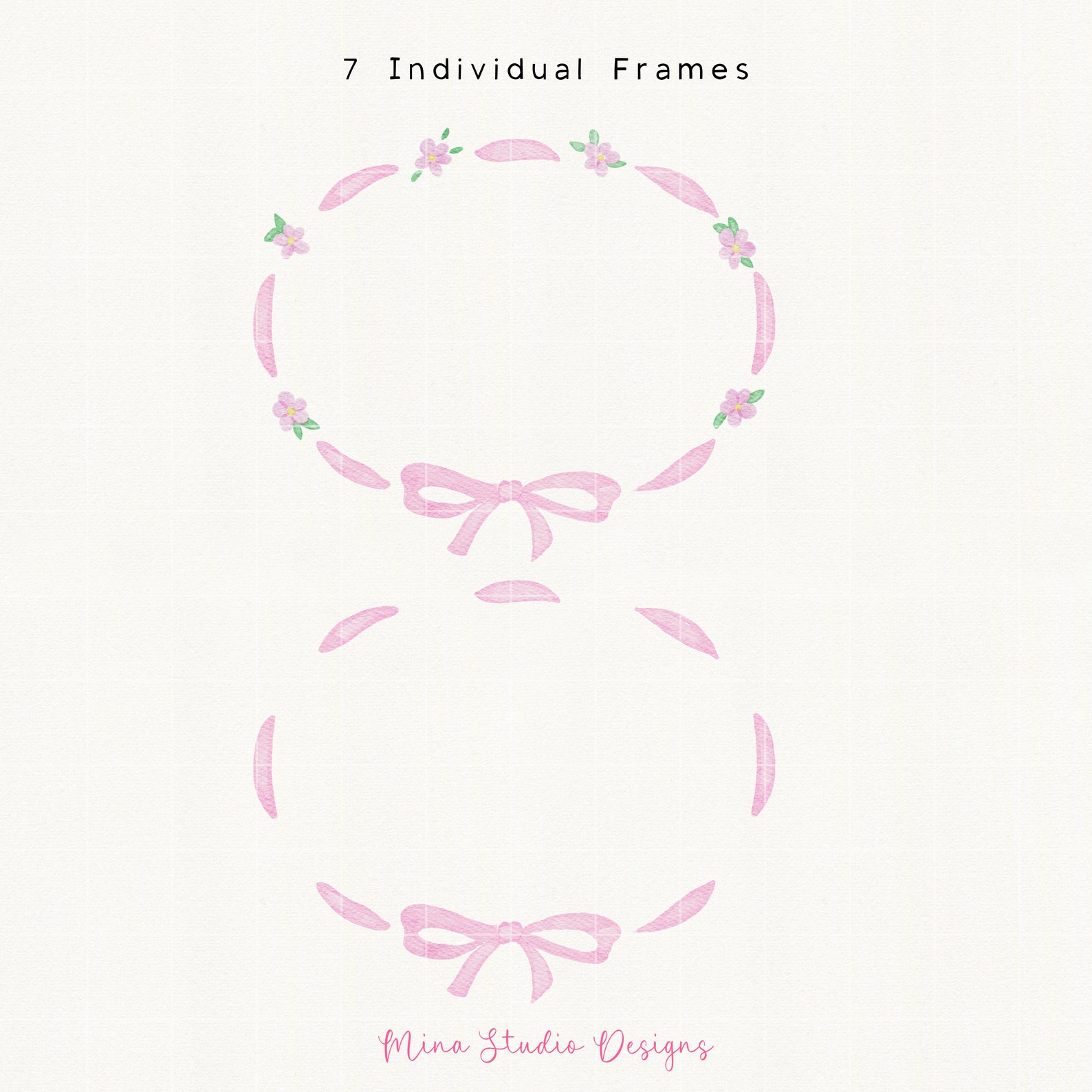 Vintage Pink Bow Frame Landscape Version, Oval Scallop Horizontal Frame ...