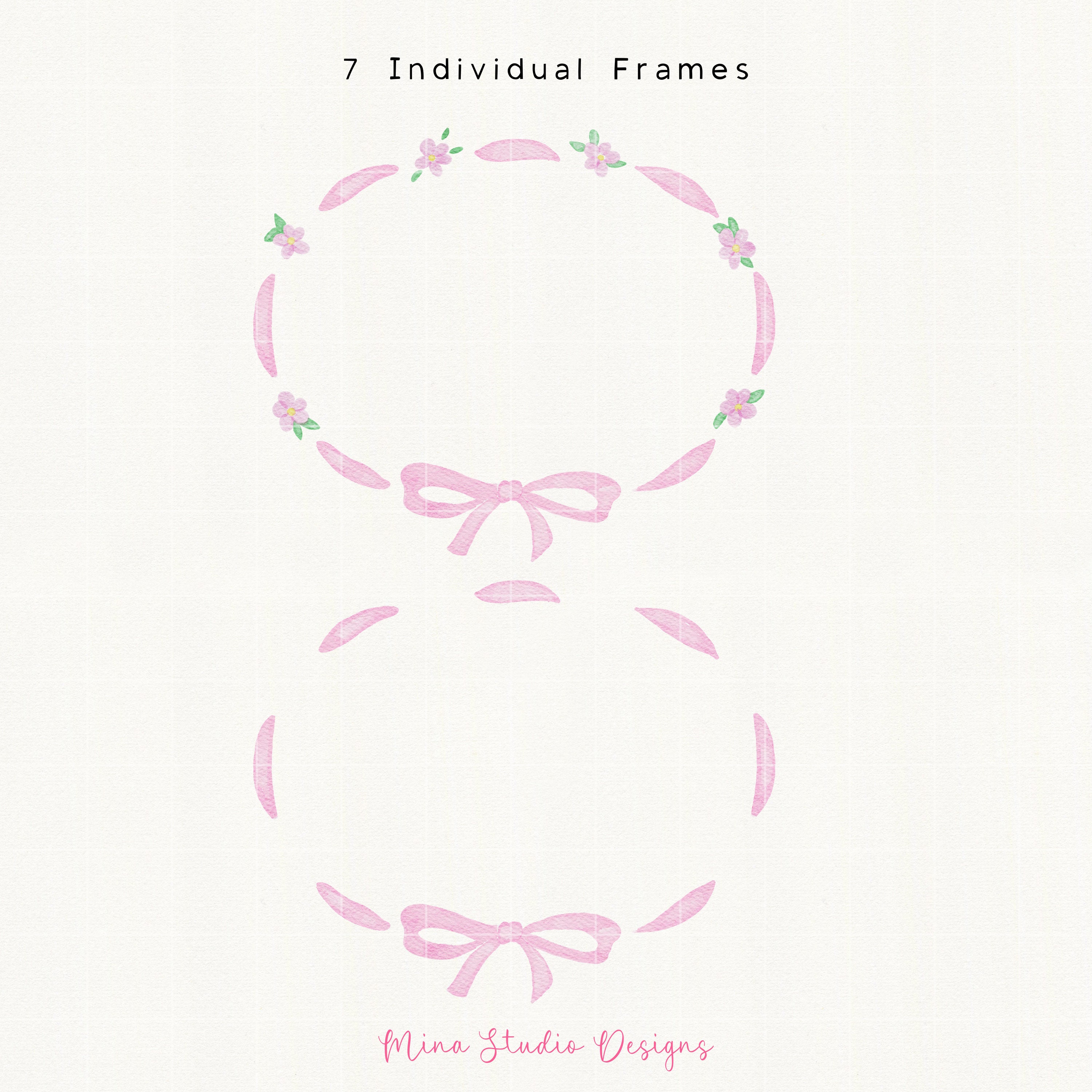 Vintage Pink Bow Frame Landscape Version, Oval Scallop Horizontal Frame ...