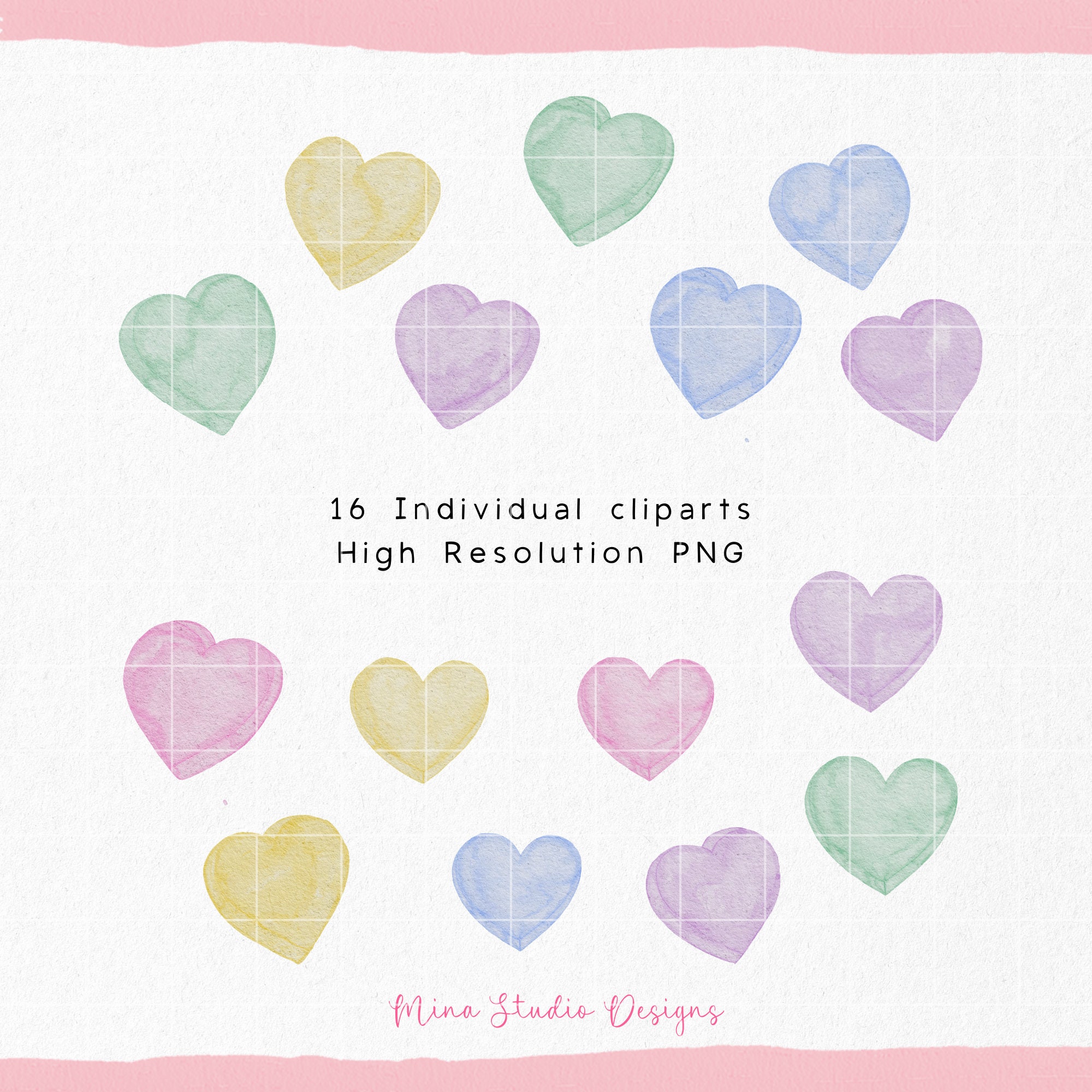 Watercolor Candy Hearts Clipart, Valentines Day Heart Candy, Pastel ...