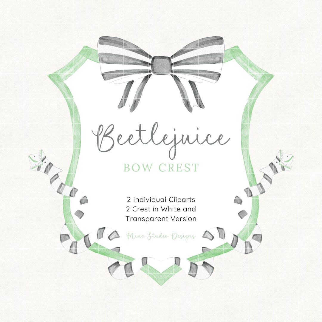 Black Bow and Green Crest, Horror Movie Inspired Watercolor Crest ...