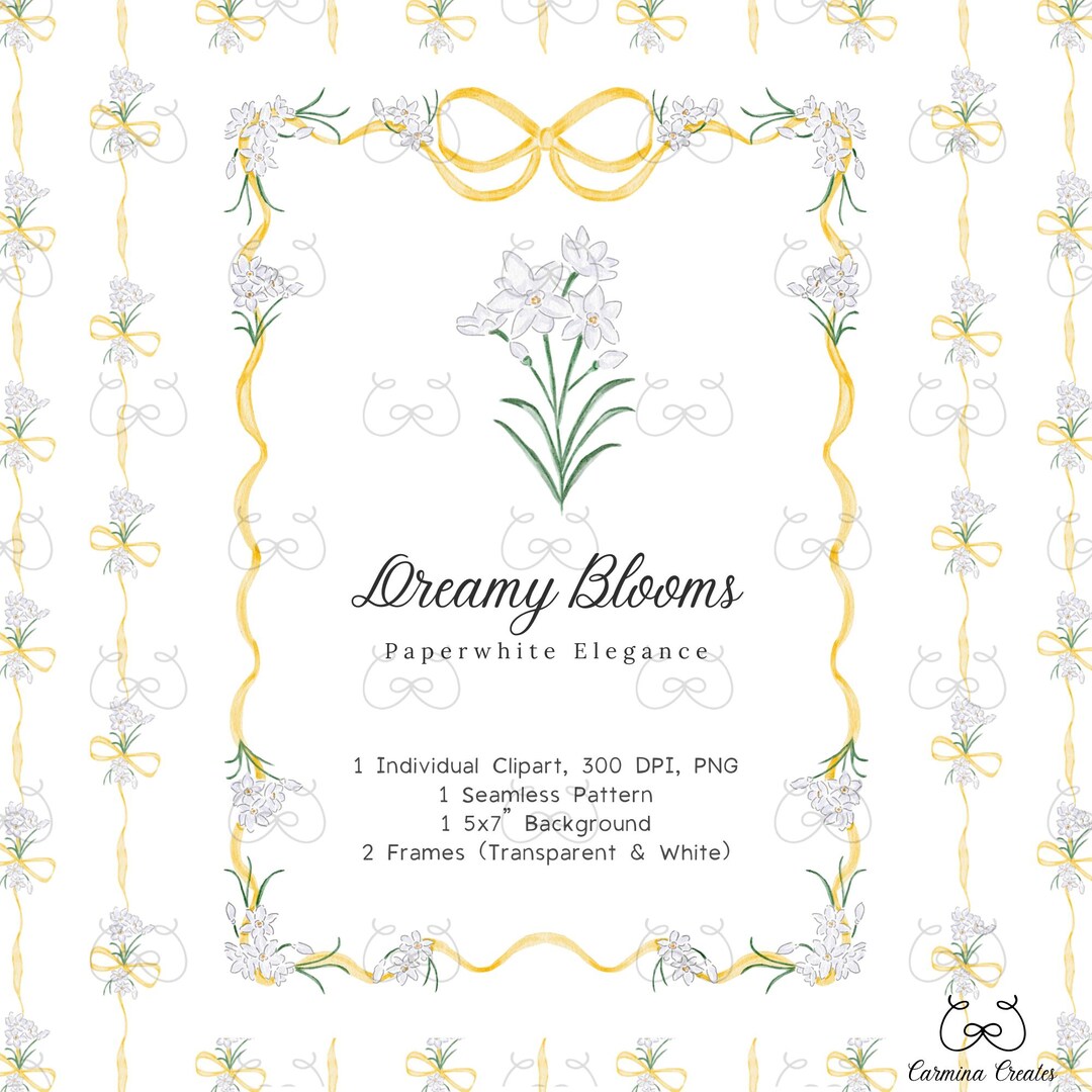 Paperwhite Watercolor Flower Clipart, Narcissus Paperwhite, Botanical ...