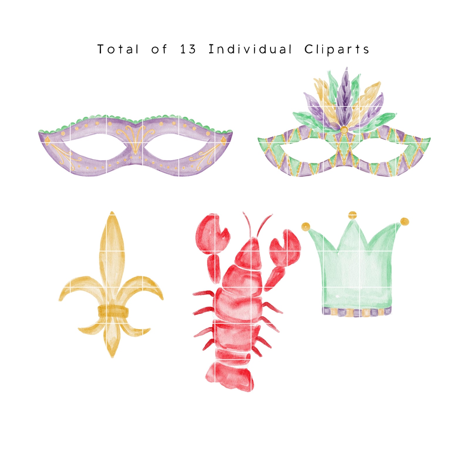 Mardi Gras Parade Watercolor Clipart, Mardi Gras Clipart Bundle ...