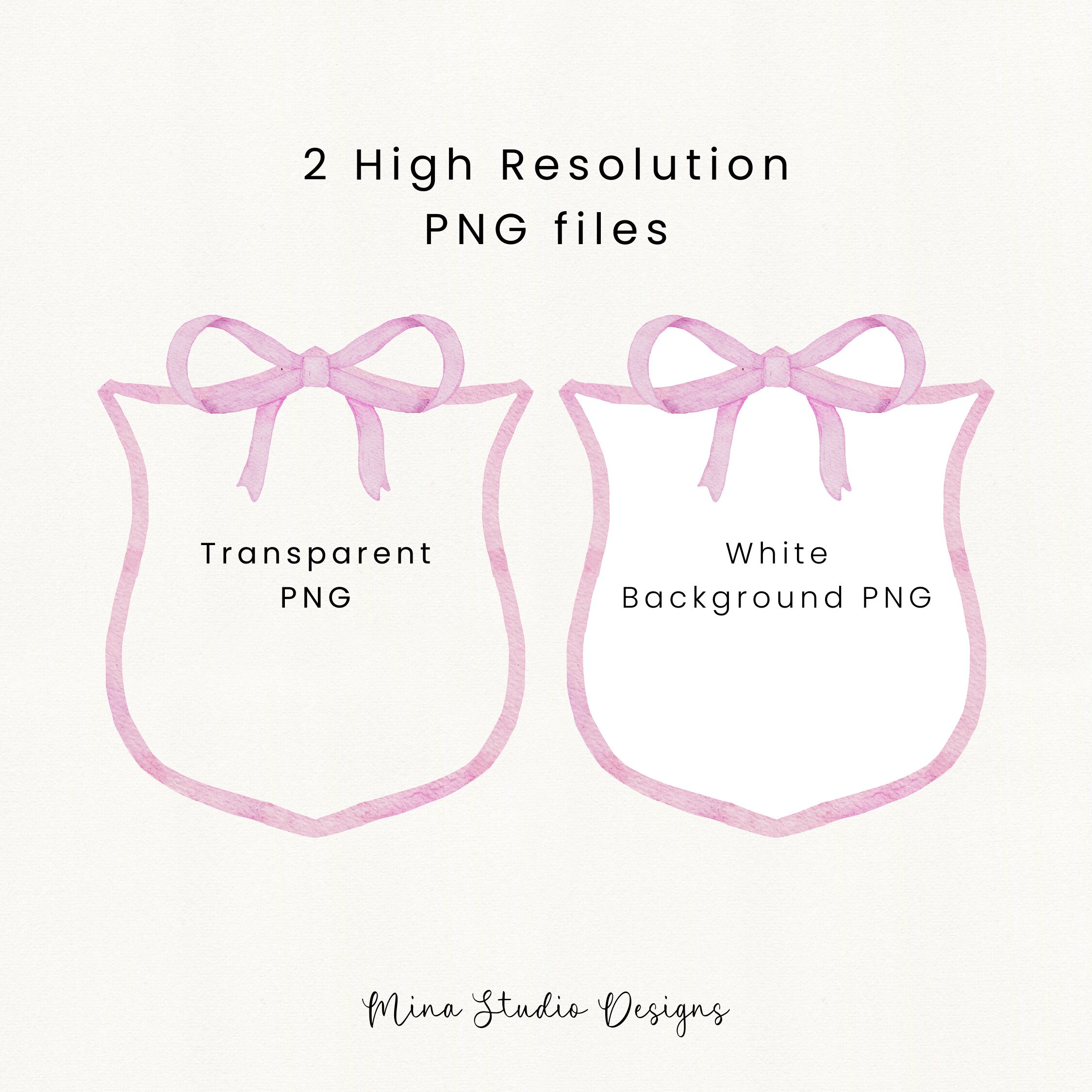 Pink Bow Watercolor Crest, Preppy Bow Crest Clipart, Preppy ...