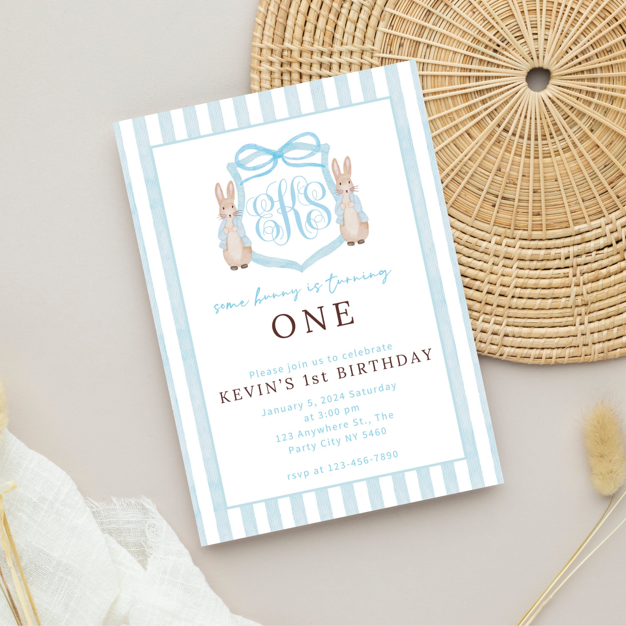 Easter Watercolor Clipart Bundle, Blue Rabbit Clip Art, Stripes ...