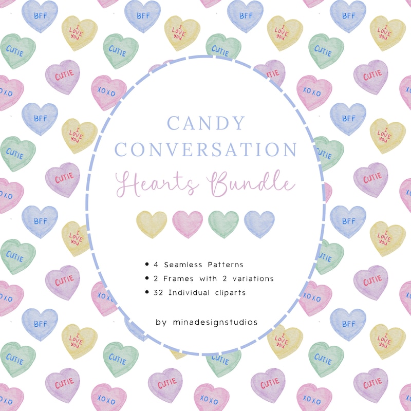 Candy Heart Clipart - Etsy