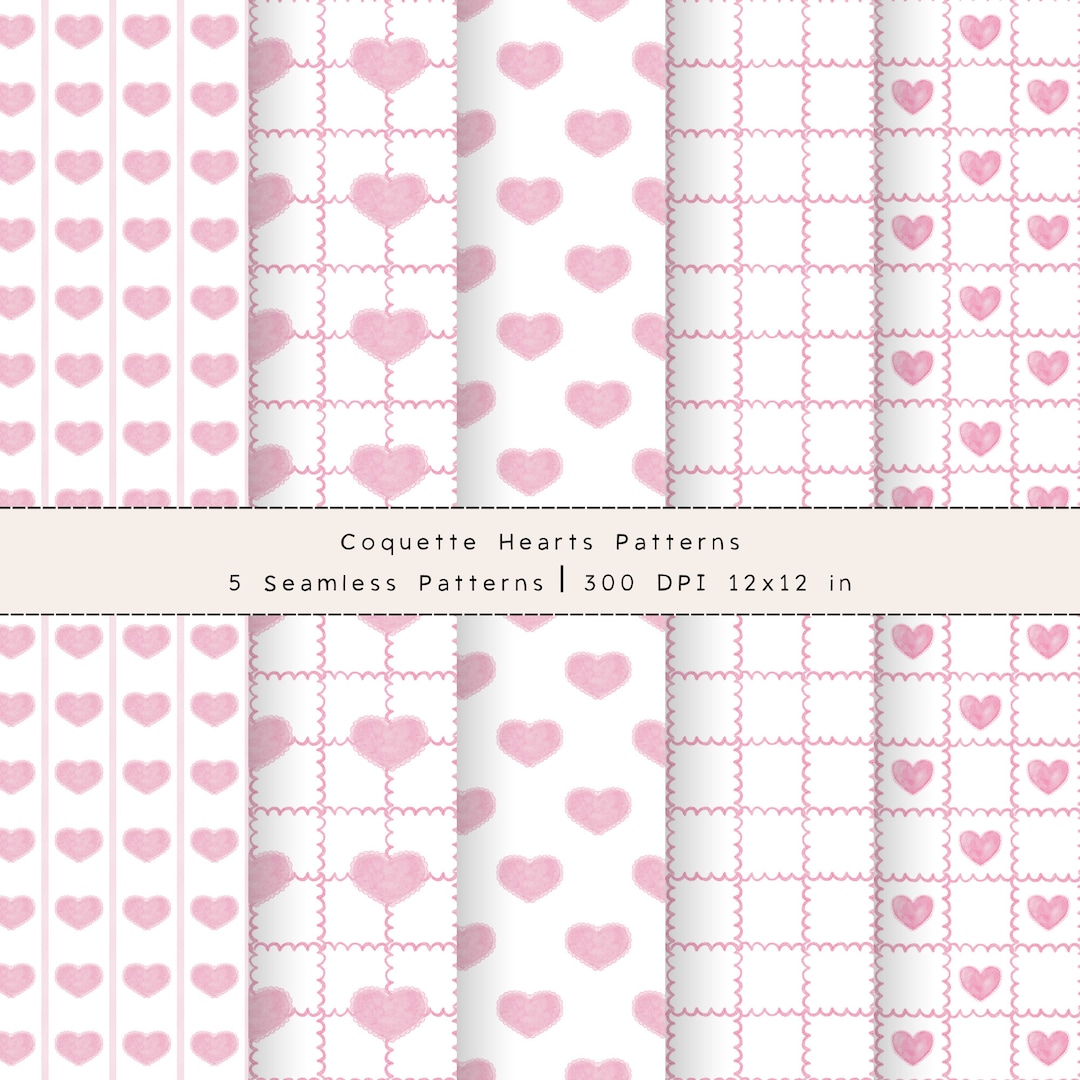 Coquette Seamless Pattern, Valentine's Day Digital Paper Pack, Coquette ...