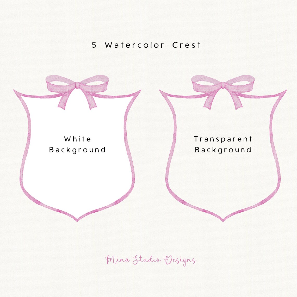 Princess Aurora Watercolor Crest, Pink Bow Floral Crest Clipart ...