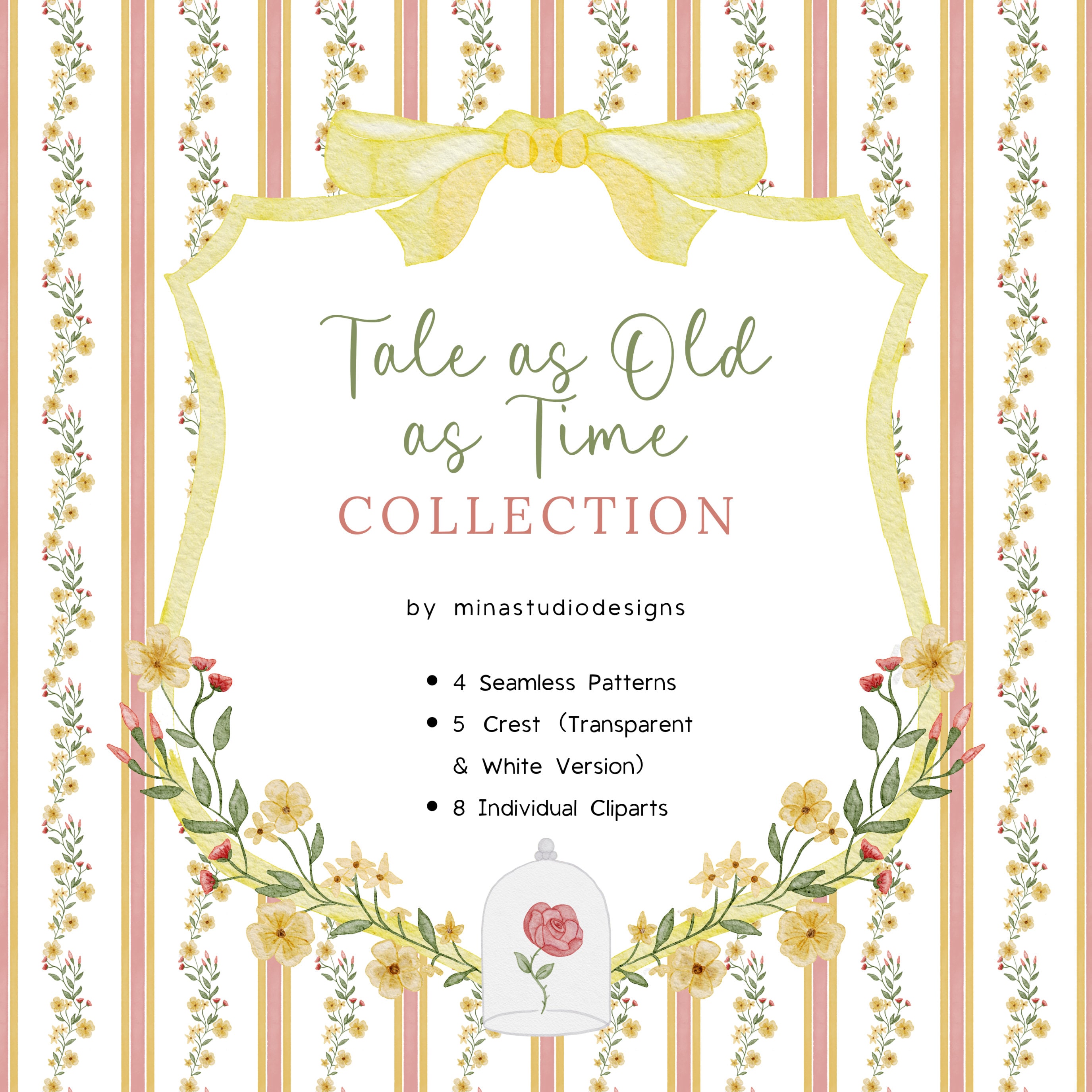 Princess Collection Bundle, Watercolor Crest Clipart, Princess Aurora ...
