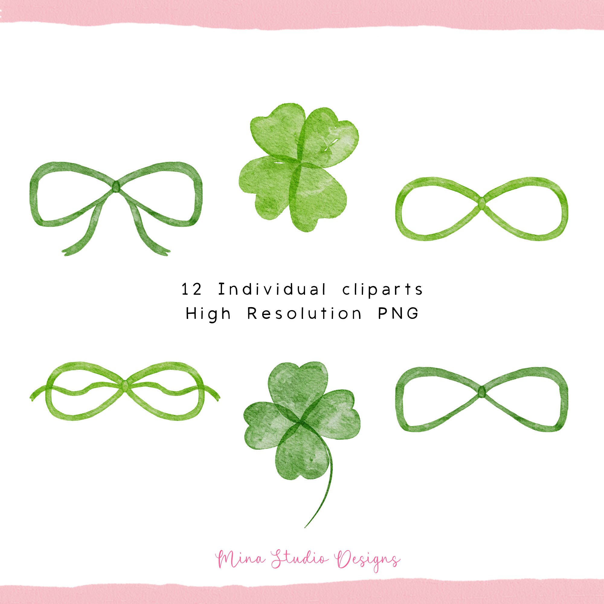 St. Patricks Day Watercolor Clipart Bundle, Green Stripes Seamless ...